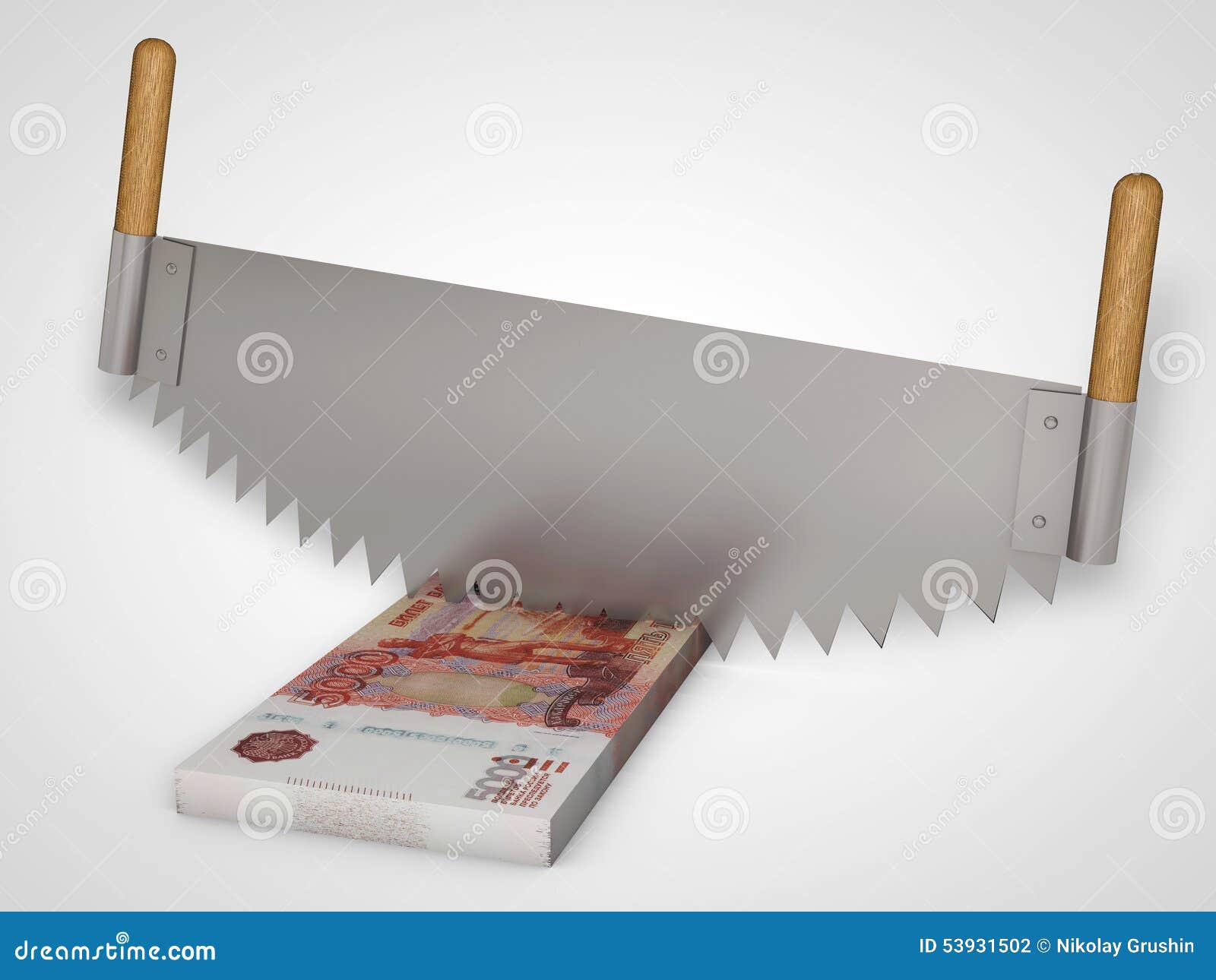 Concept - cut money stock illustration. Illustration of sawing - 53931502