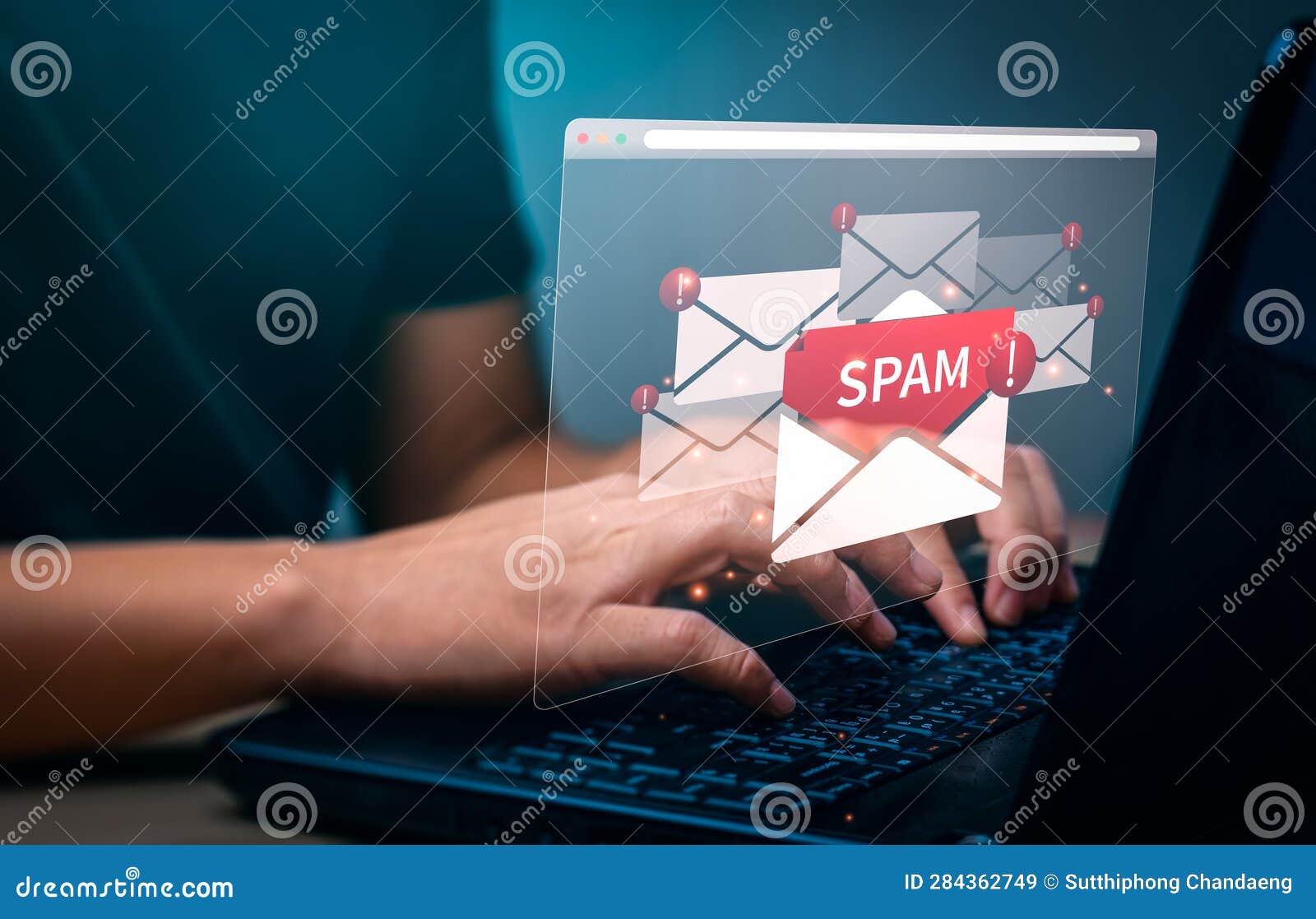 Concept of Cyber Crime, Hand Using Laptop and Show Malware Screen that ...