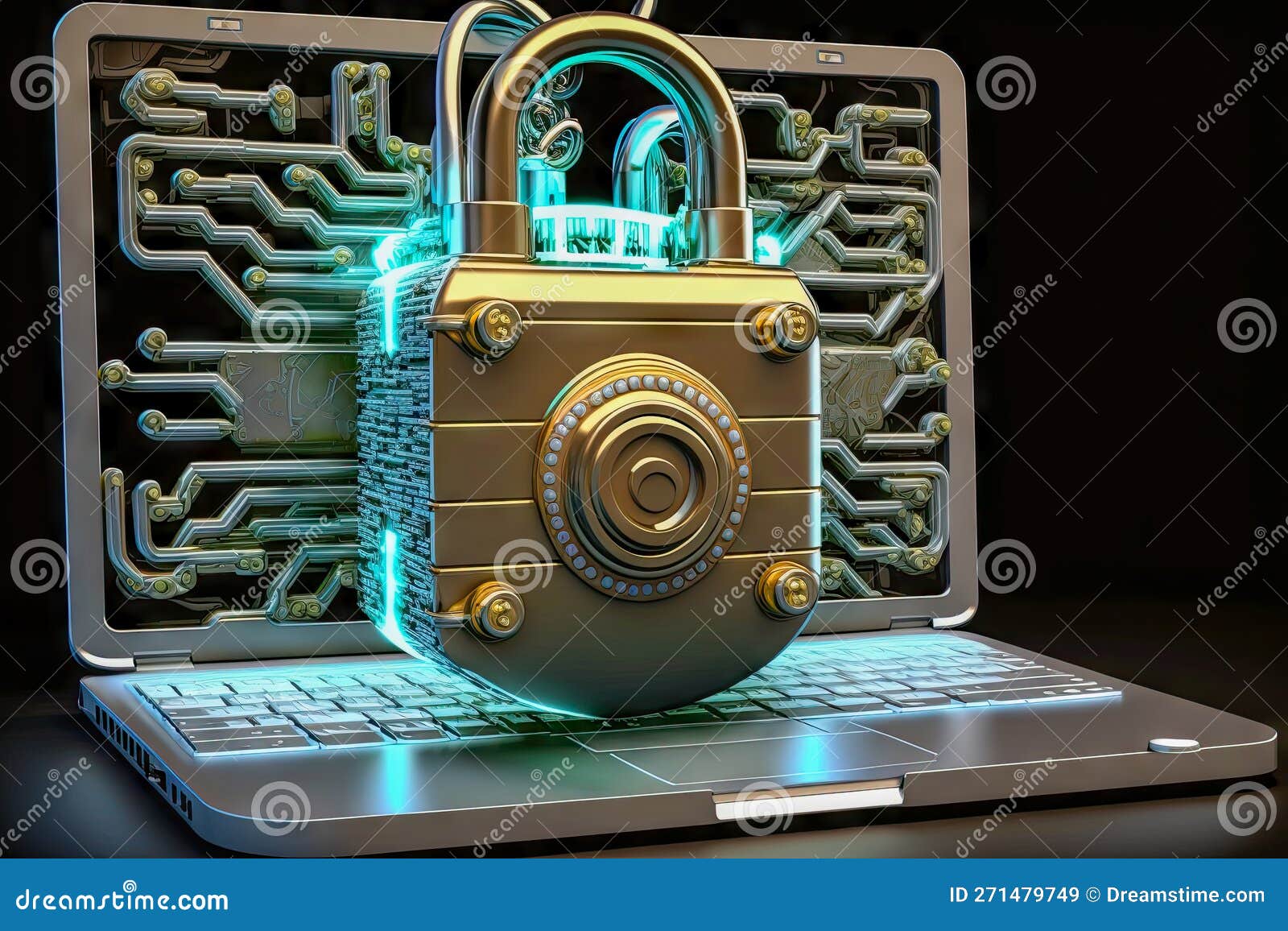 Concept of Cyber Security, Locked Padlock on the Laptop Stock ...