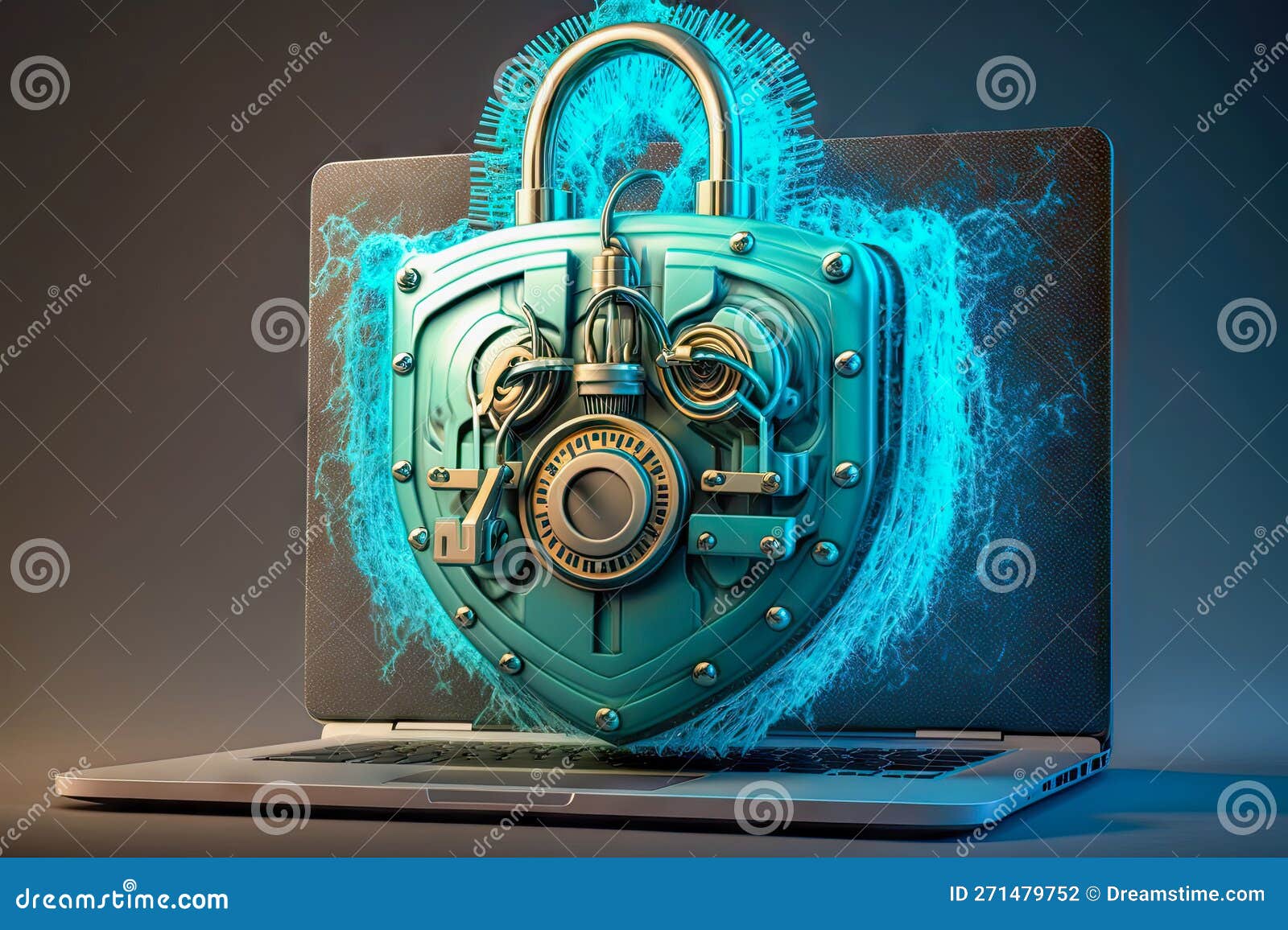 Concept of Cyber Security, Locked Padlock on the Laptop Stock ...