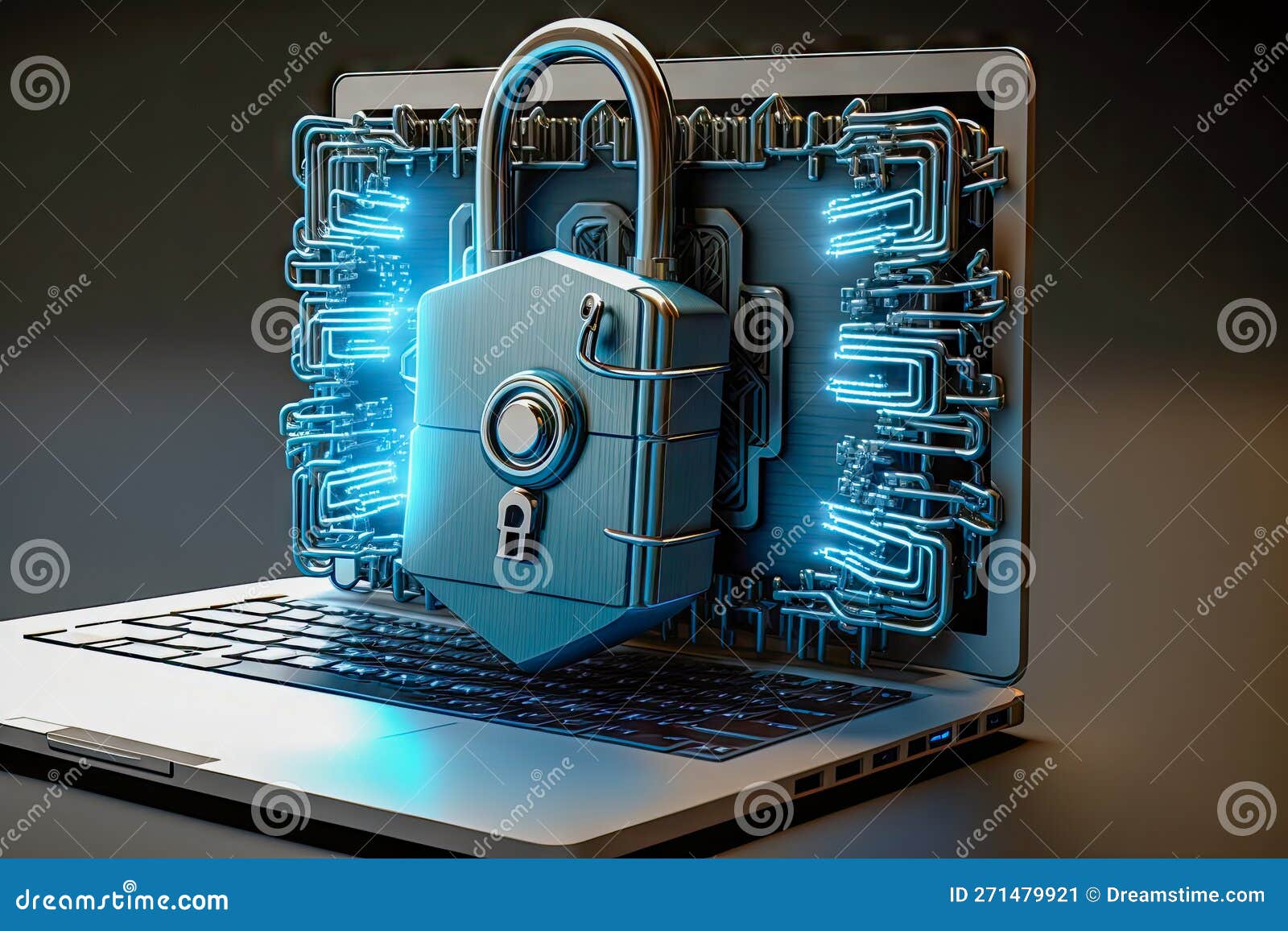 Concept of Cyber Security, Locked Padlock on the Laptop Stock ...