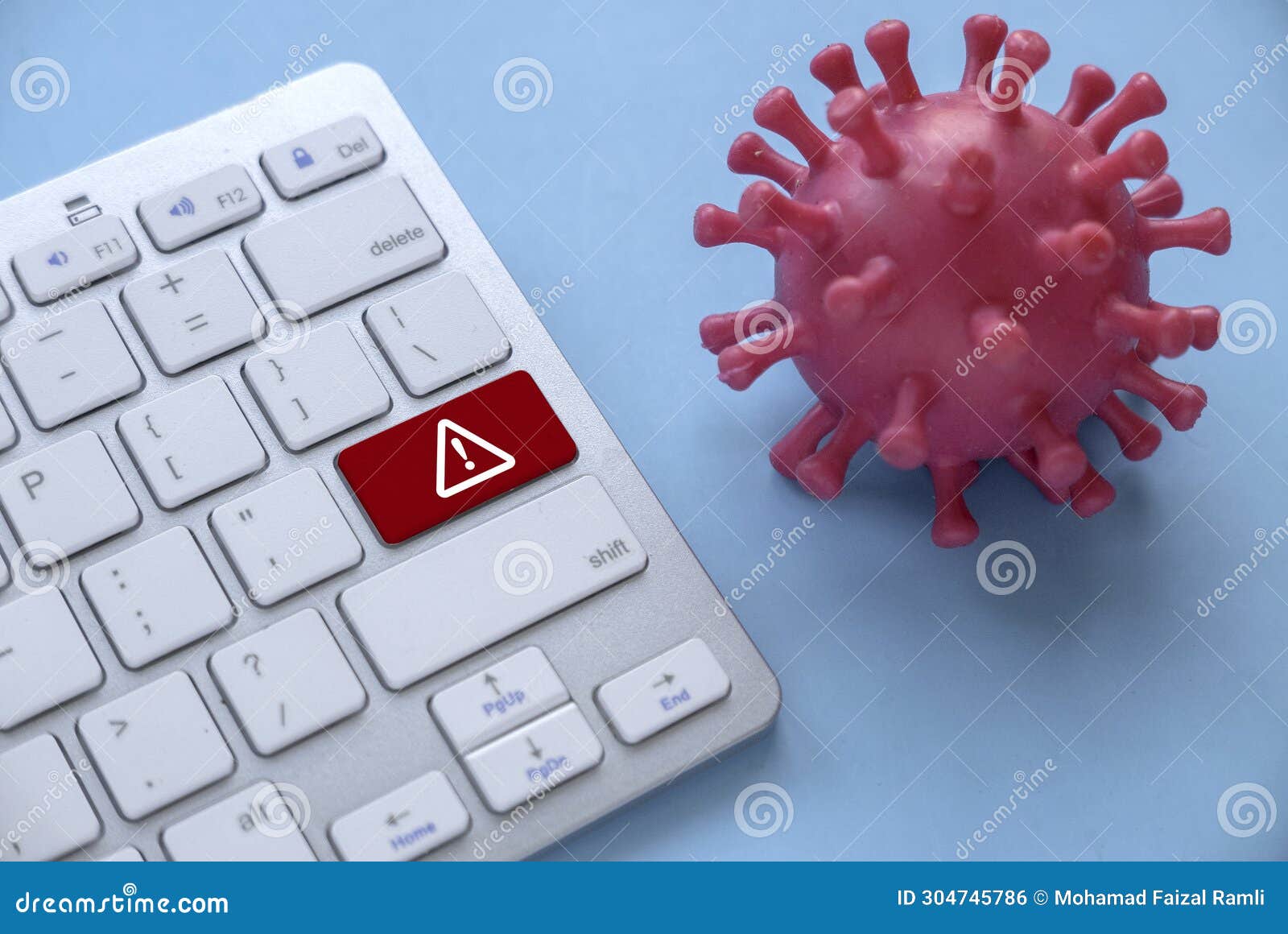 Concept of Cyber Threat, Hacker, Computer Virus. Danger Sign on ...