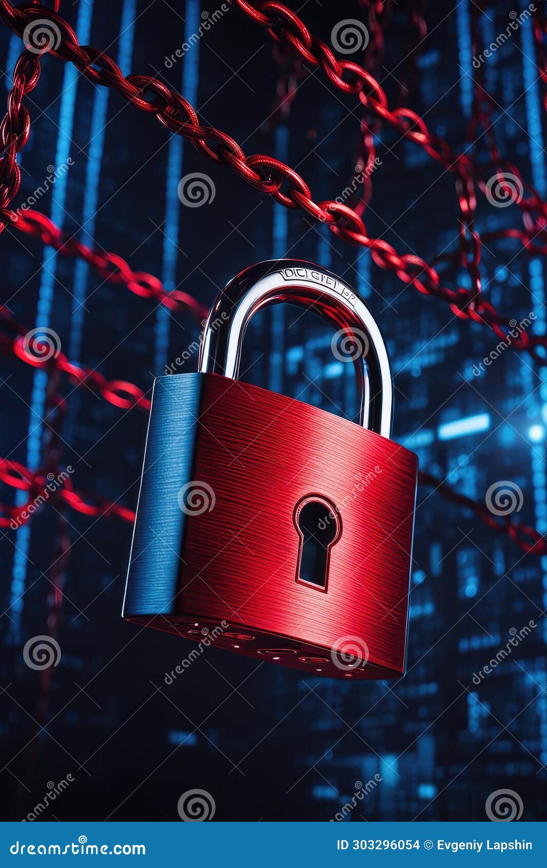 The Concept of Cybersecurity. Padlock on the Background of the Server ...