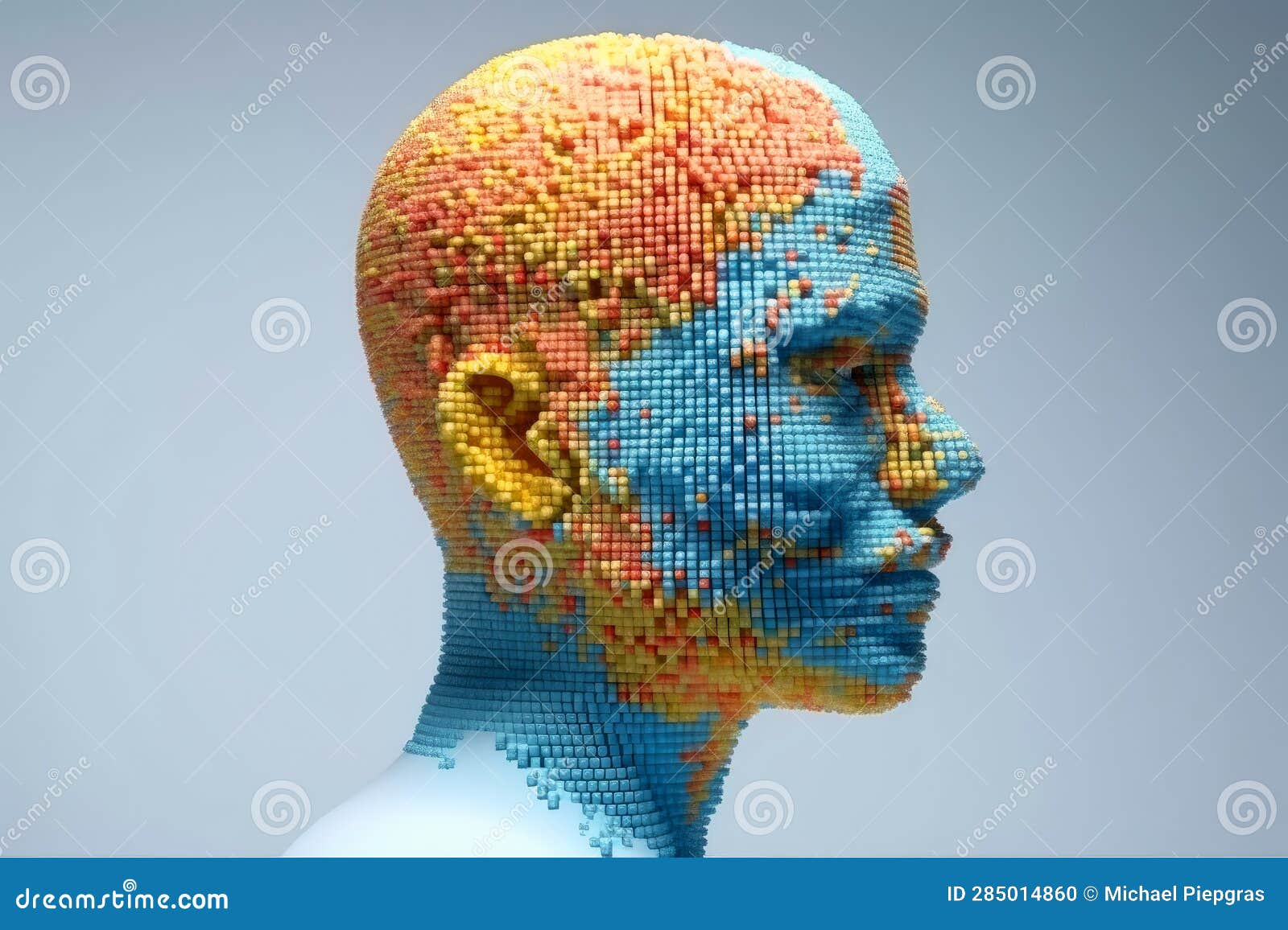 Concept of a 3D Human Head Made of Pixels Created with Generative AI ...
