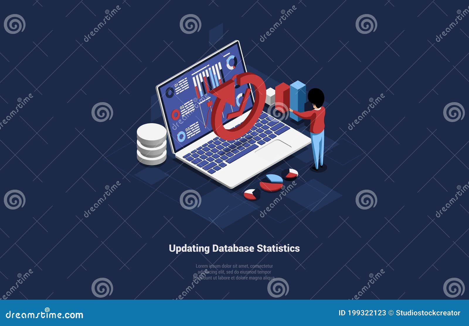 Concept 3D Illustration with Writing of Updating Database Statistics ...