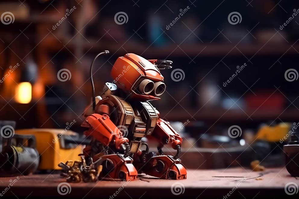 Concept of 3d Mechanic Robot in Workshop , Concept of Repair Bot Stock ...