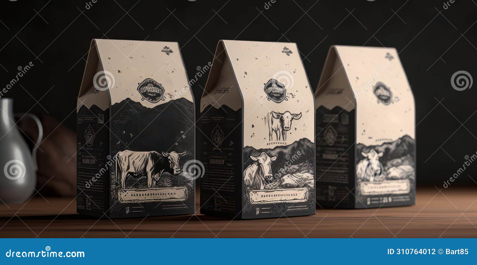 Concept Dairy Cow Farm Milk Packaging Design Advertisement. Generative ...
