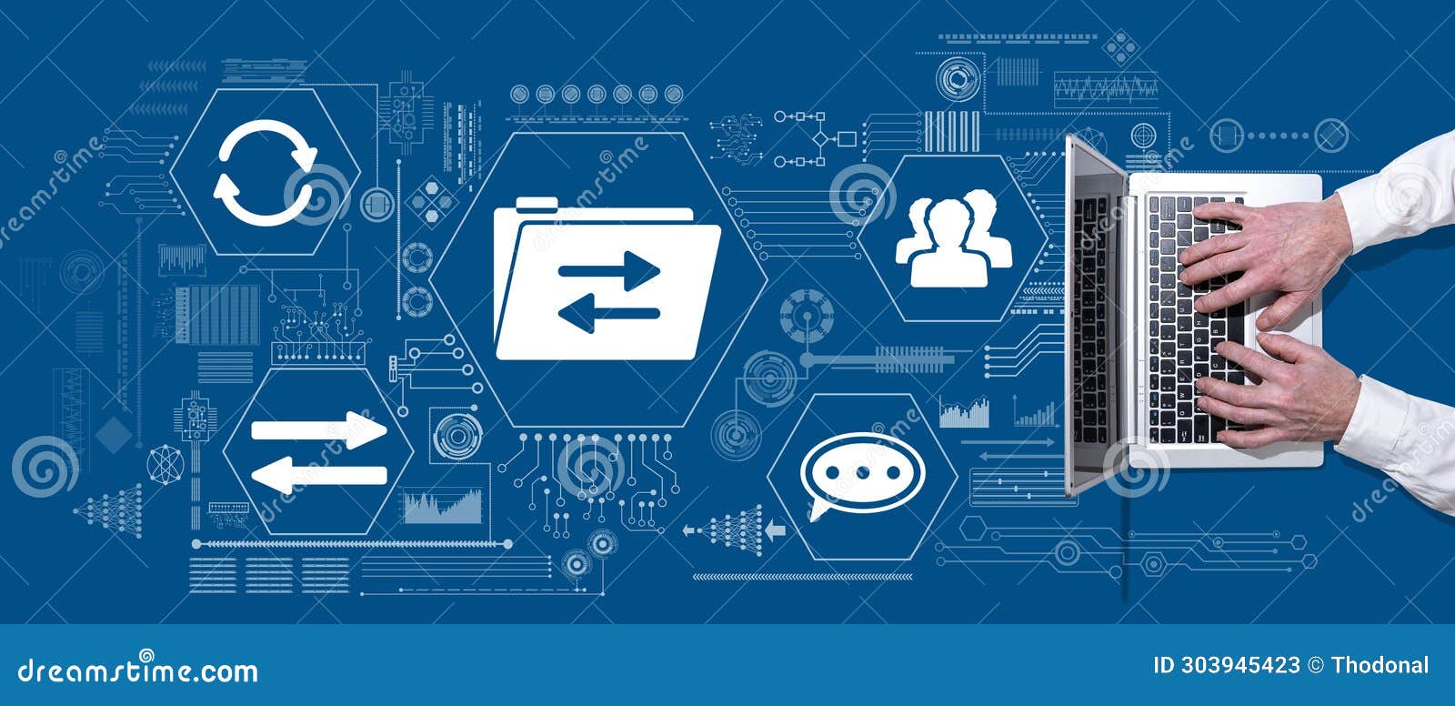 Concept of data exchange stock image. Image of download - 303945423