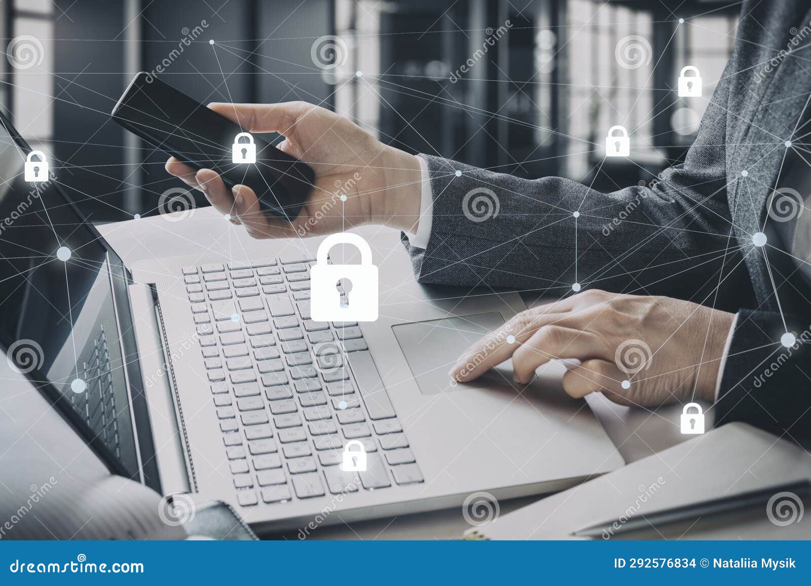 Concept of Data Protection during Office Work Stock Photo - Image of ...