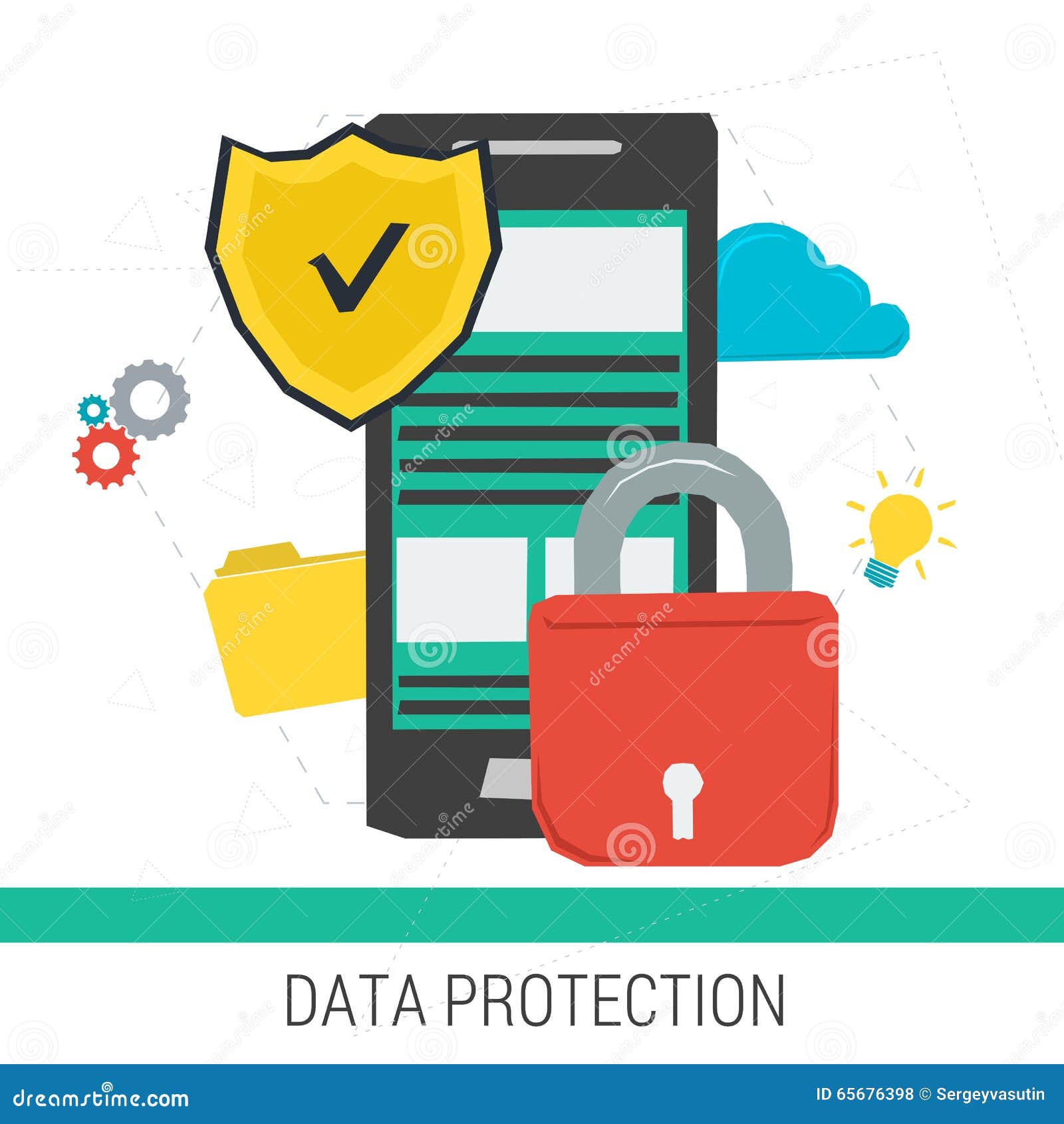 Concept Data Protection and Safe Work Online Stock Vector ...