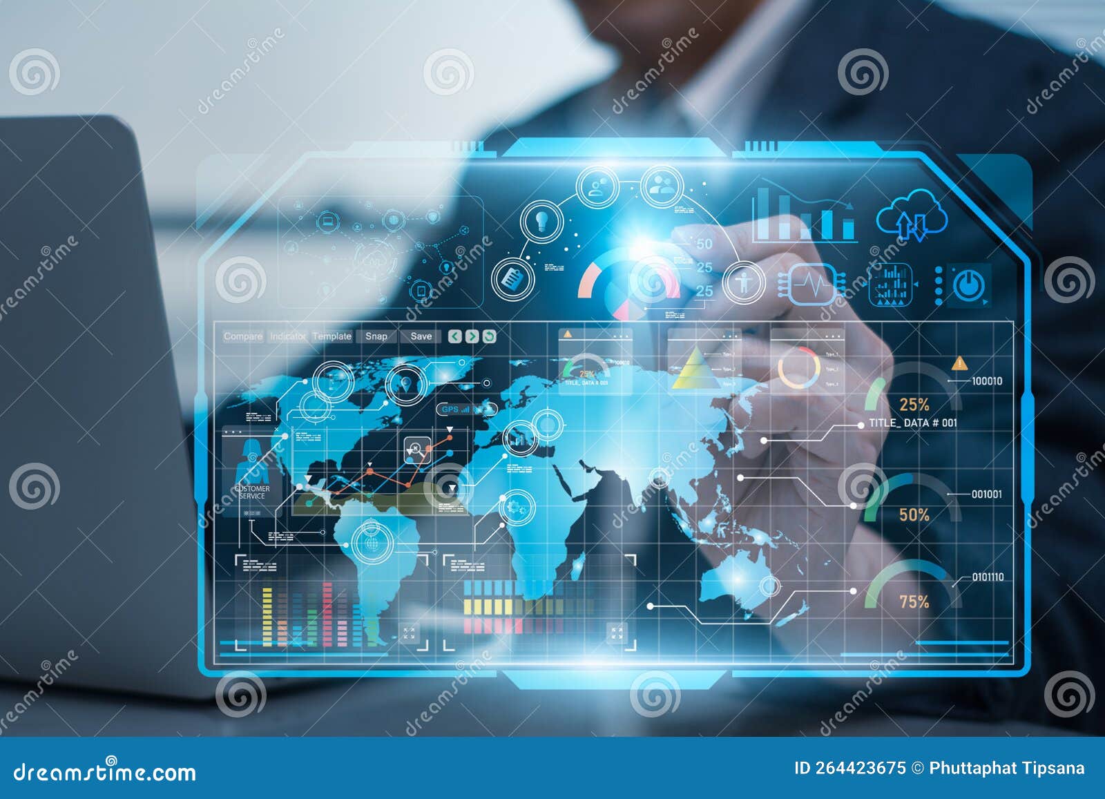 Concept Data Science Analytics Business Intelligence or BI, Businessman ...