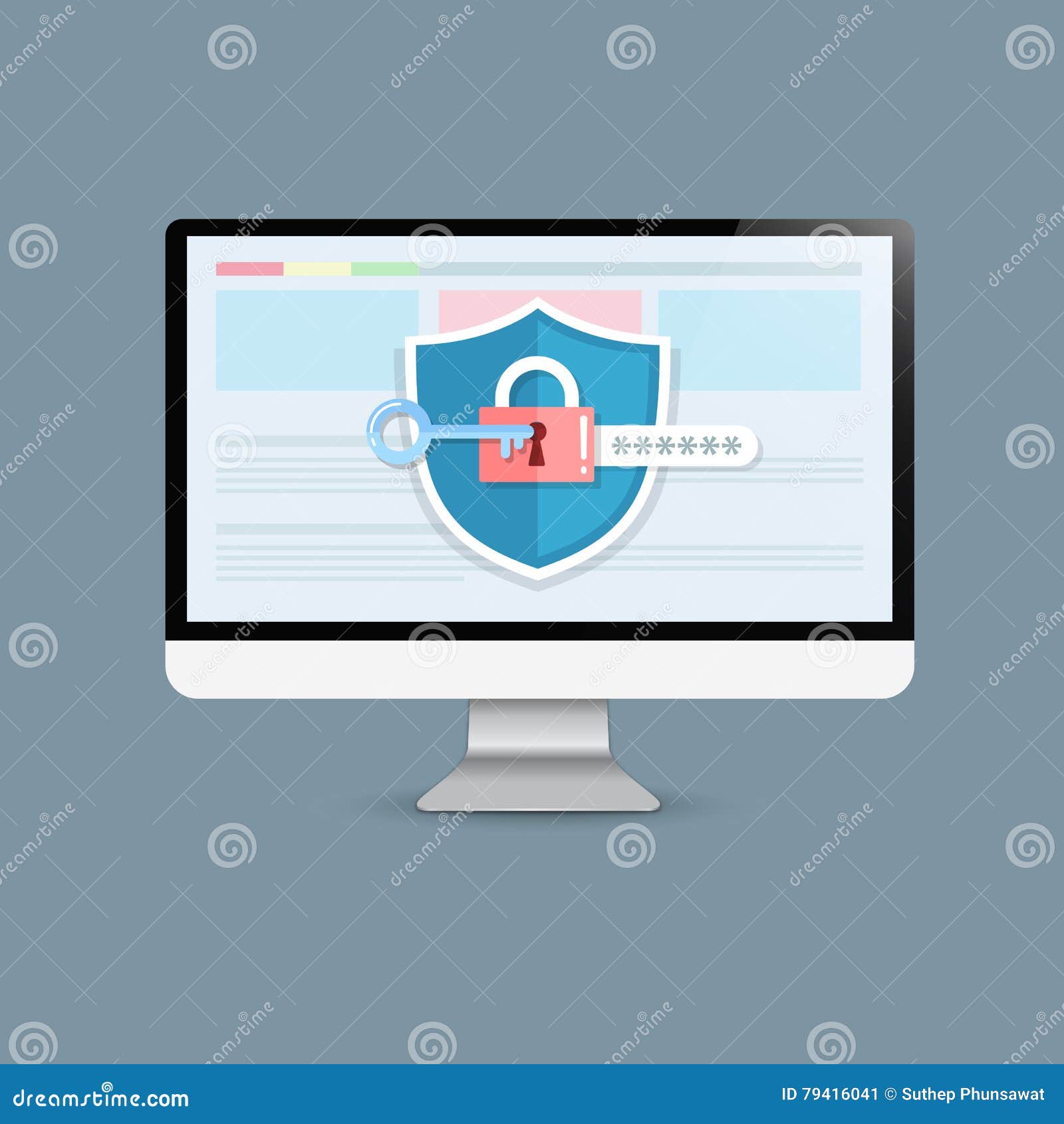 Concept is Data Security Access .Shield on Computer Desktop Pro Stock ...