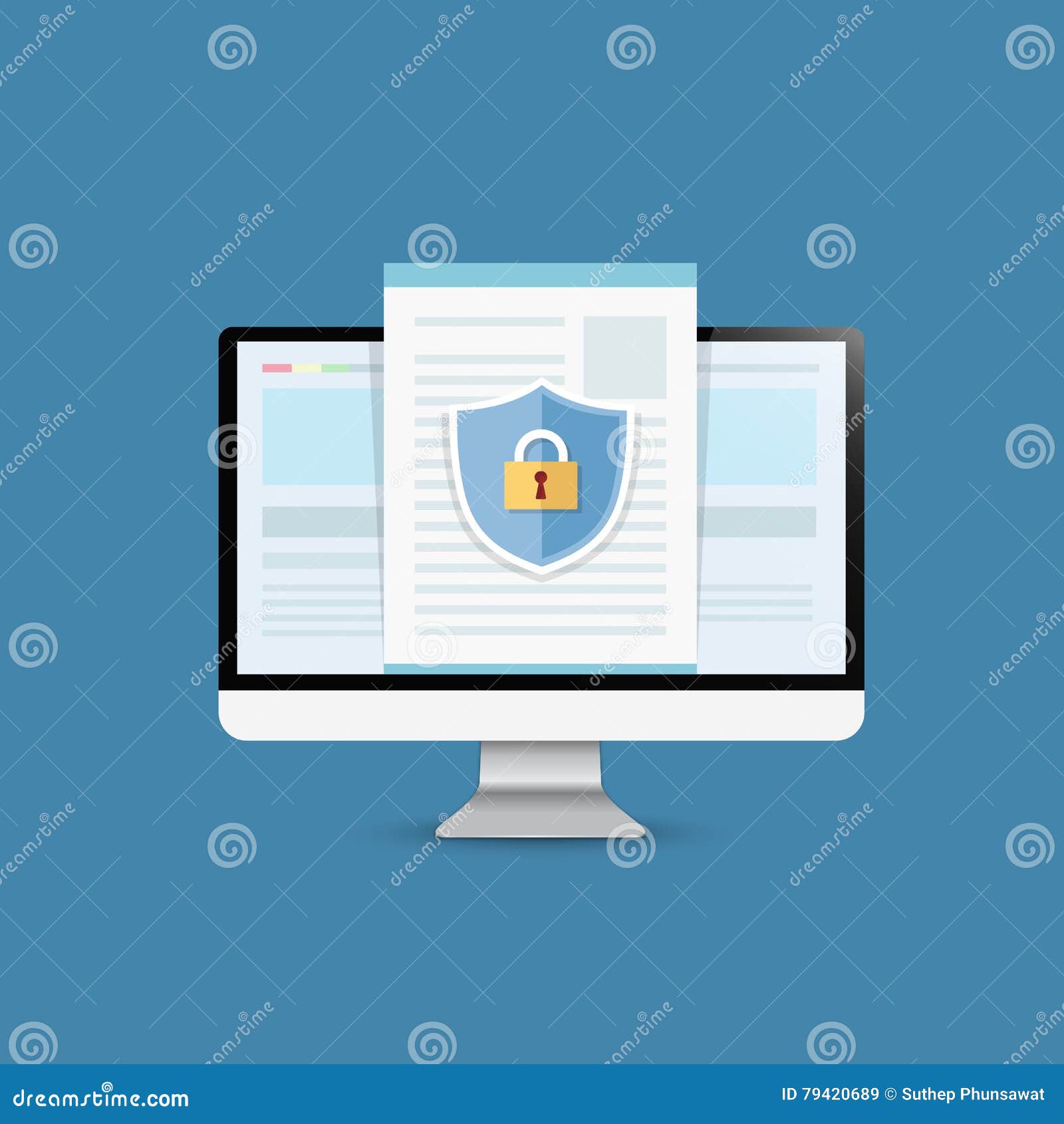 Concept is Data Security Access .Shield on Computer Desktop Pro Stock ...