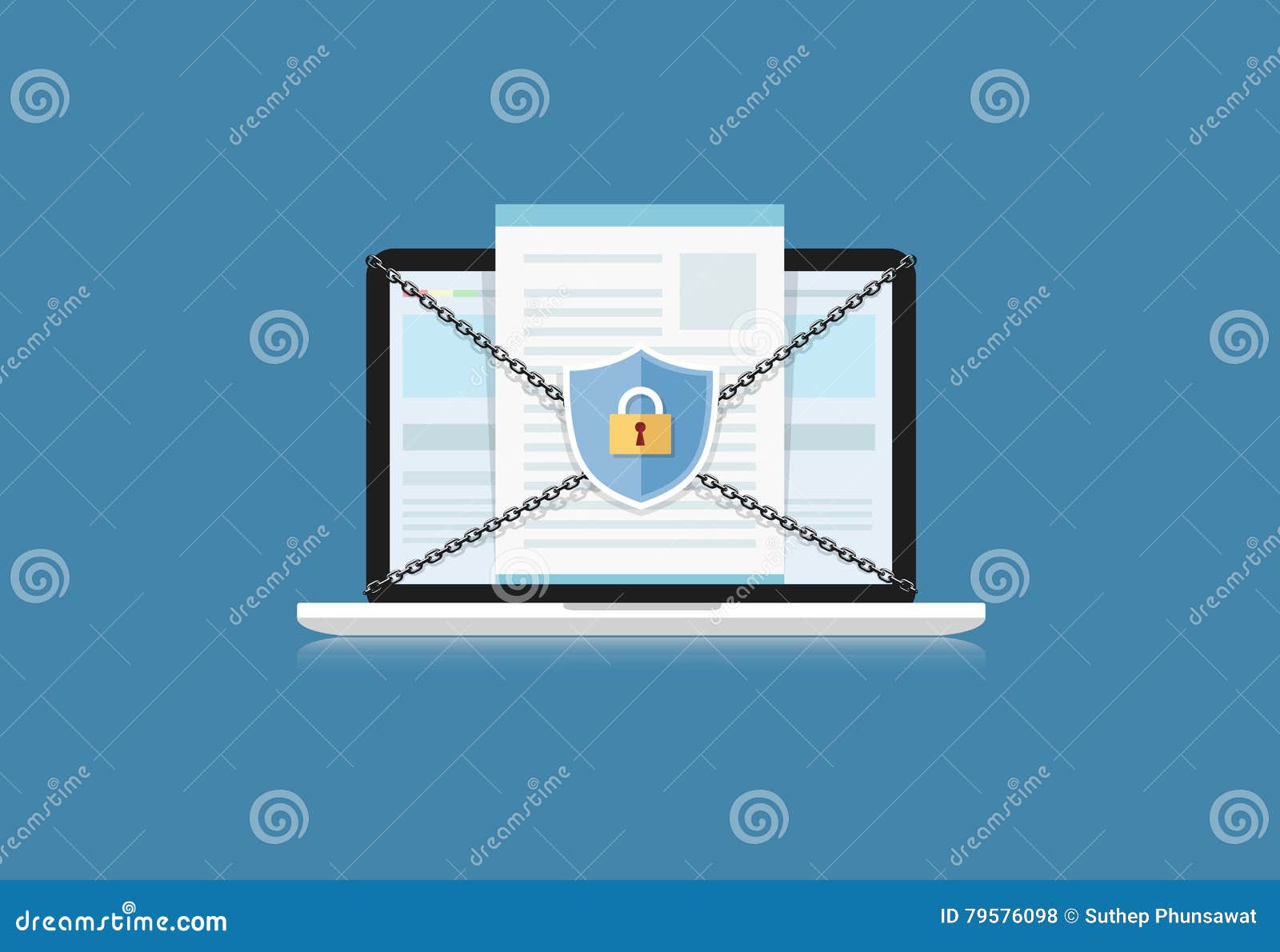 Concept is Data Security. Shield on Computer Labtop Protect Sens Stock ...