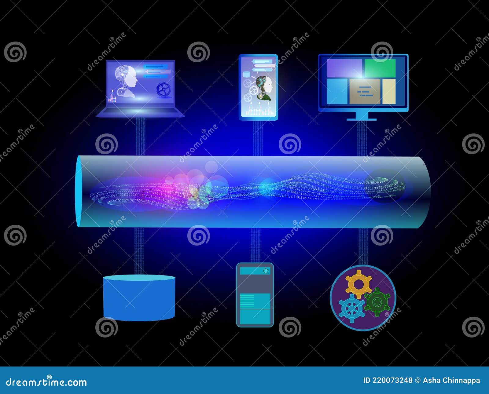Concept of Data streaming stock illustration. Illustration of internet ...