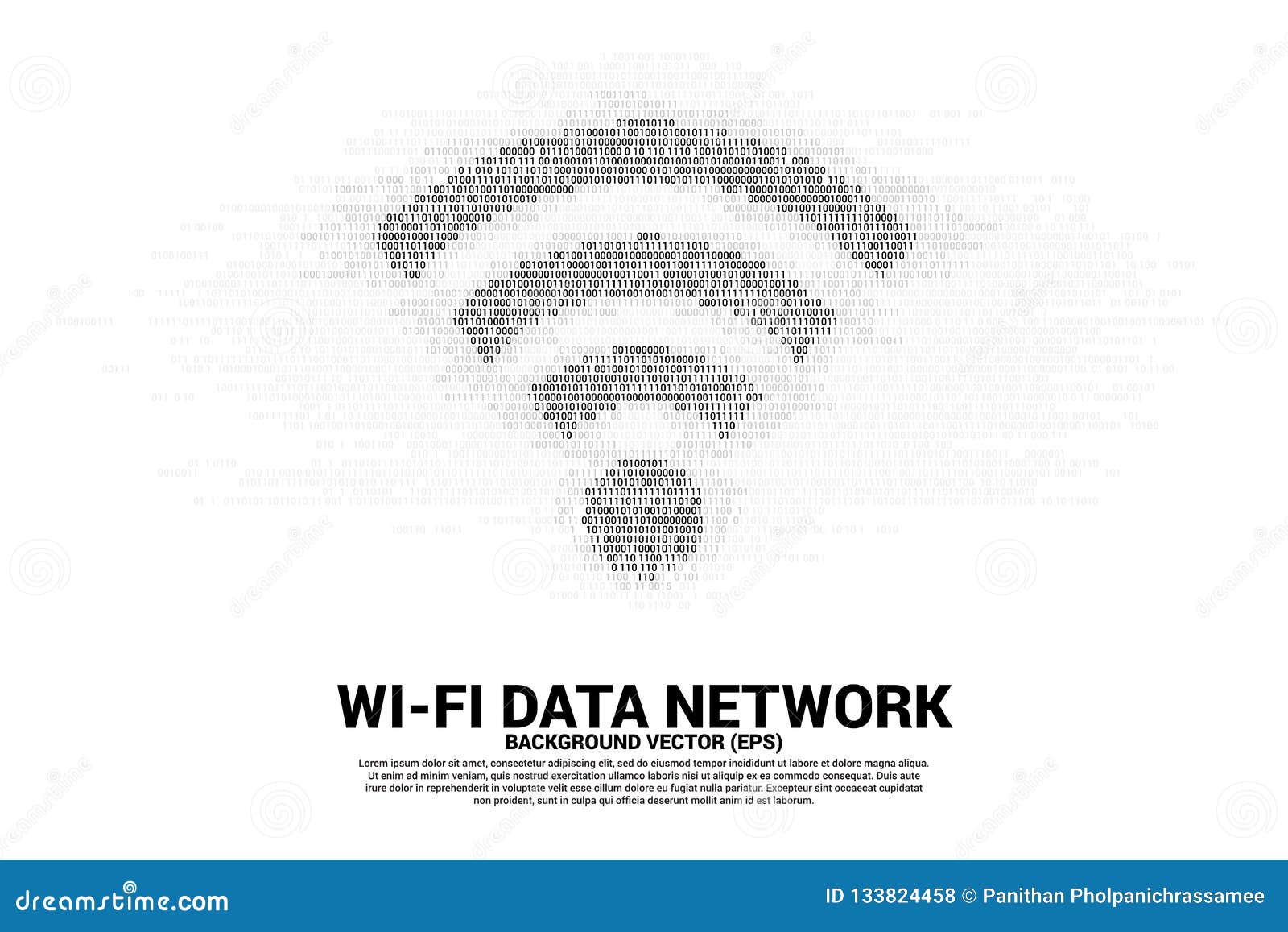 Vector Wi-fi Mobile Data Icon with One and Zero Binary Code Matrix ...