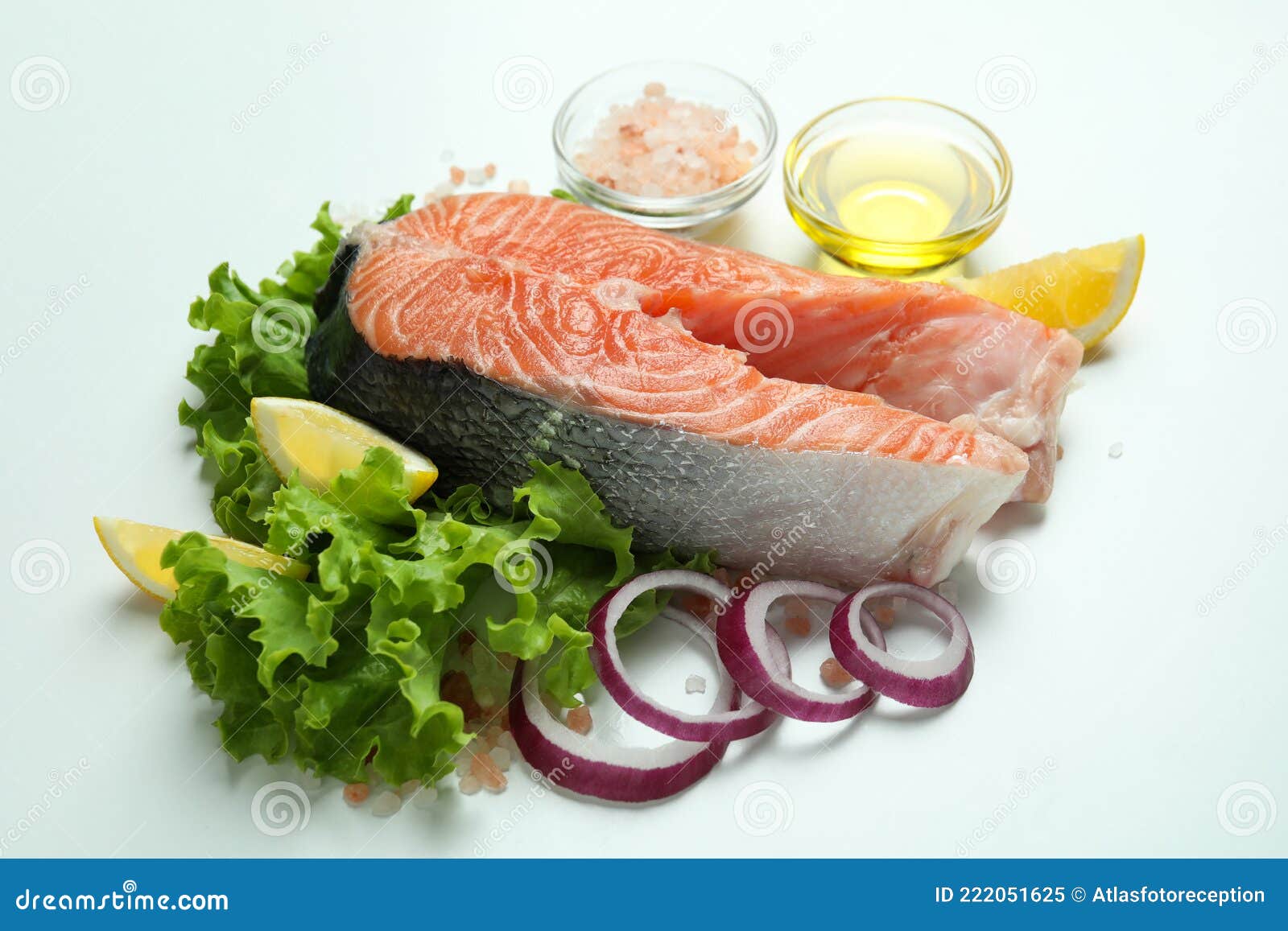 Concept De Cuisson Du Saumon Sur Fond Blanc Image stock - Image du ...