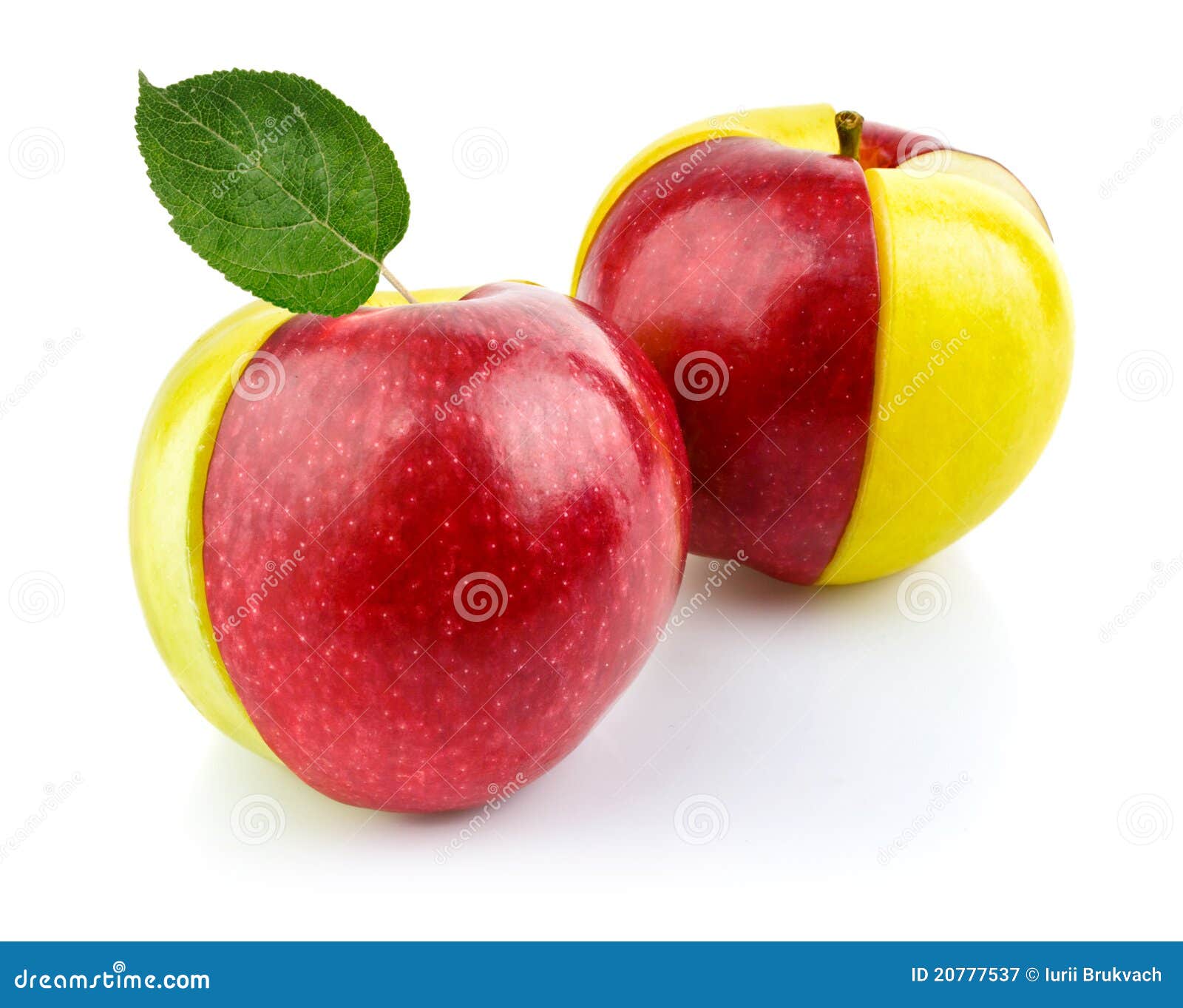 Concept De Fruit Rouge Et Jaune De Pomme Avec Le Vert Image stock ...