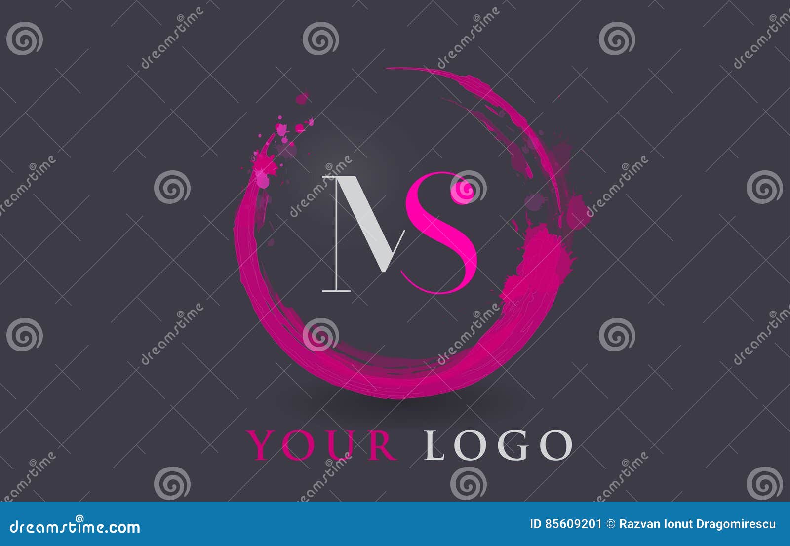 Concept De Milliseconde Letter Logo Circular Purple Splash Brush ...