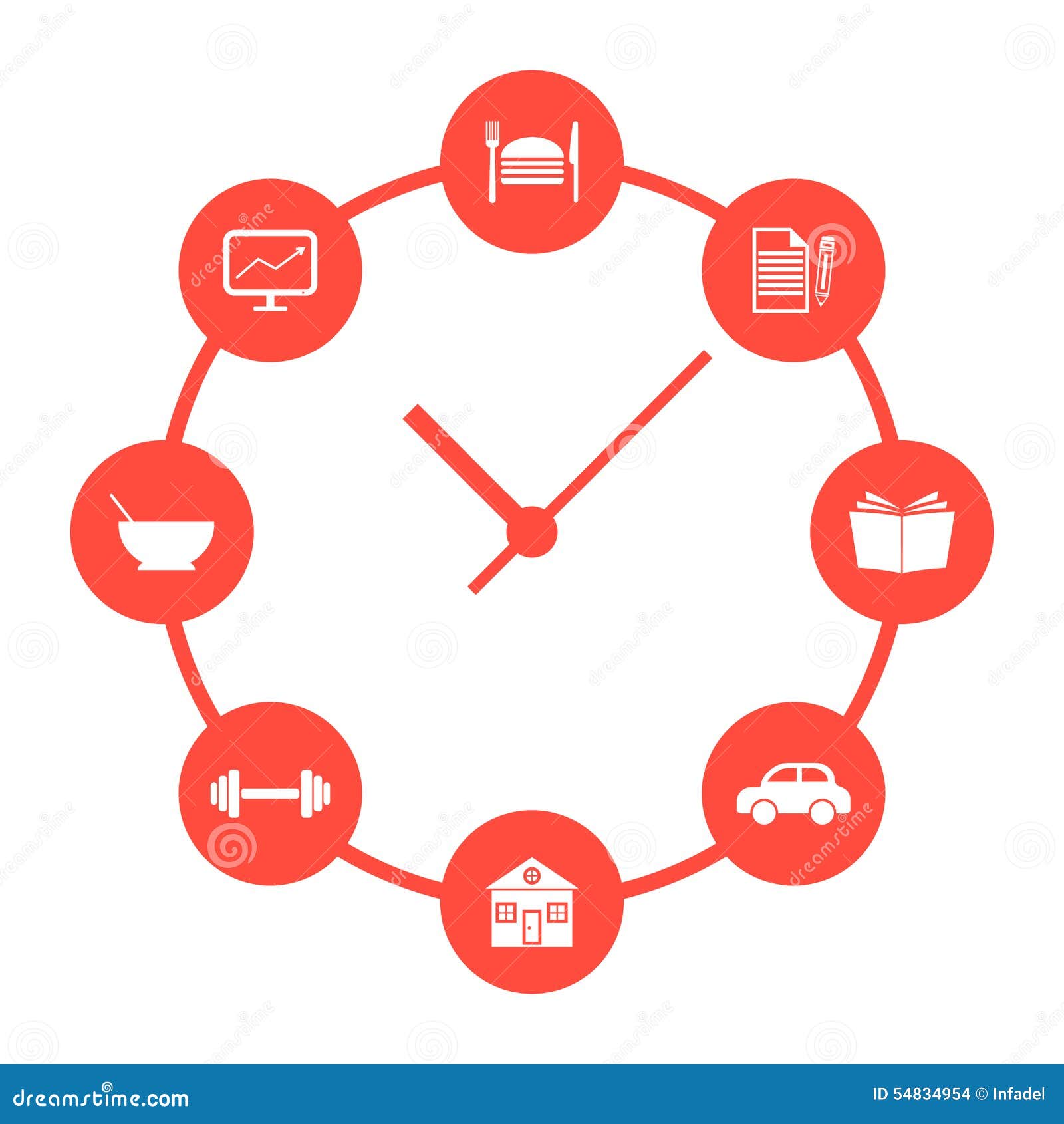 Concept De Routine Quotidienne Avec Les Montres Simples Rouges ...