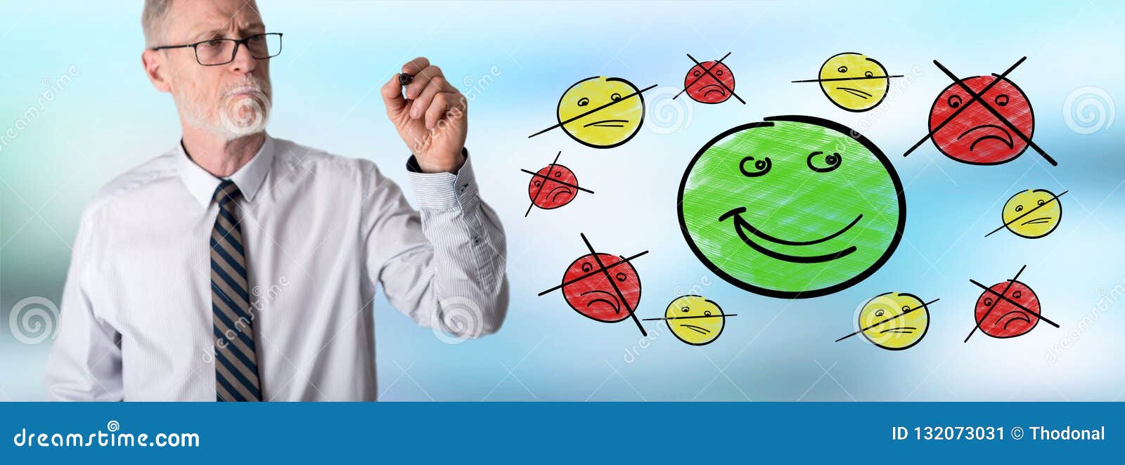 Concept De Satisfaction Du Client De Dessin D'homme D'affaires Image ...