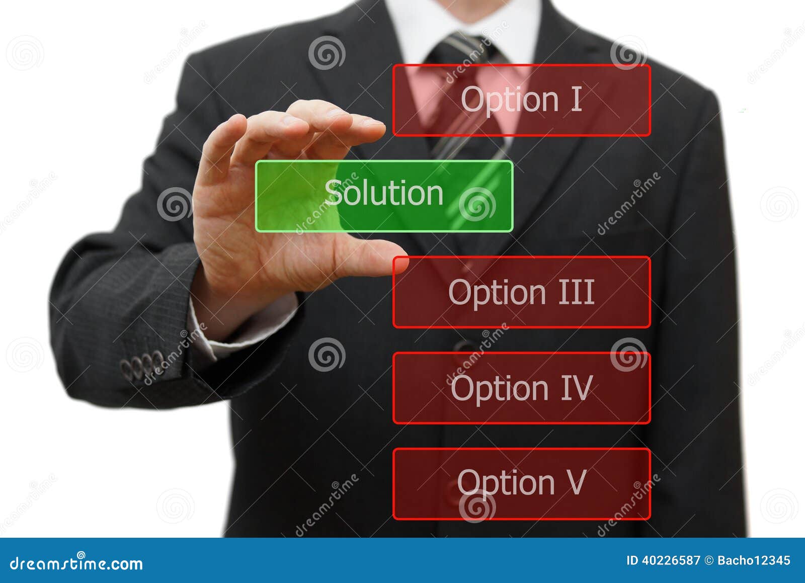 Concept De Solution, Homme D'affaires Choisissant La Bonne Solution ...