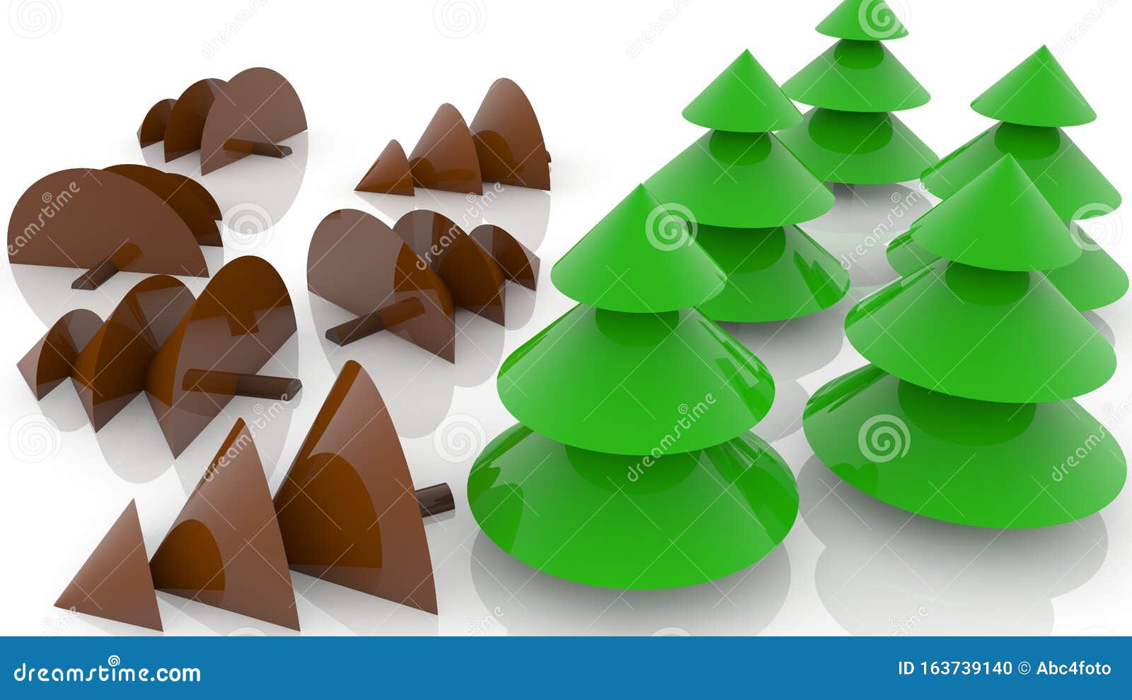 Concept of Dead and Green Abstract Spruces.Save Forest Environment ...