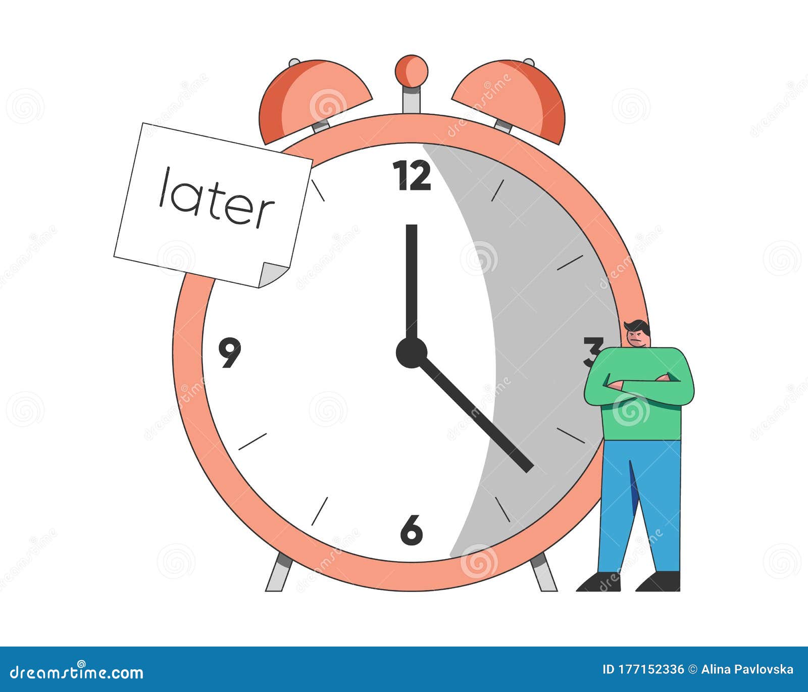 Concept of Deadline, Term and Time Waste. Procrastinating Businessman ...