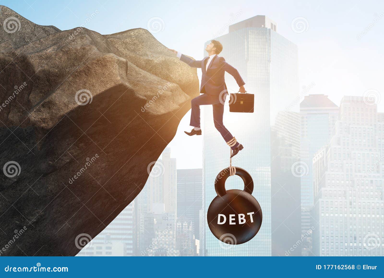Concept of Debt and Load with Businessman Stock Photo - Image of debt ...