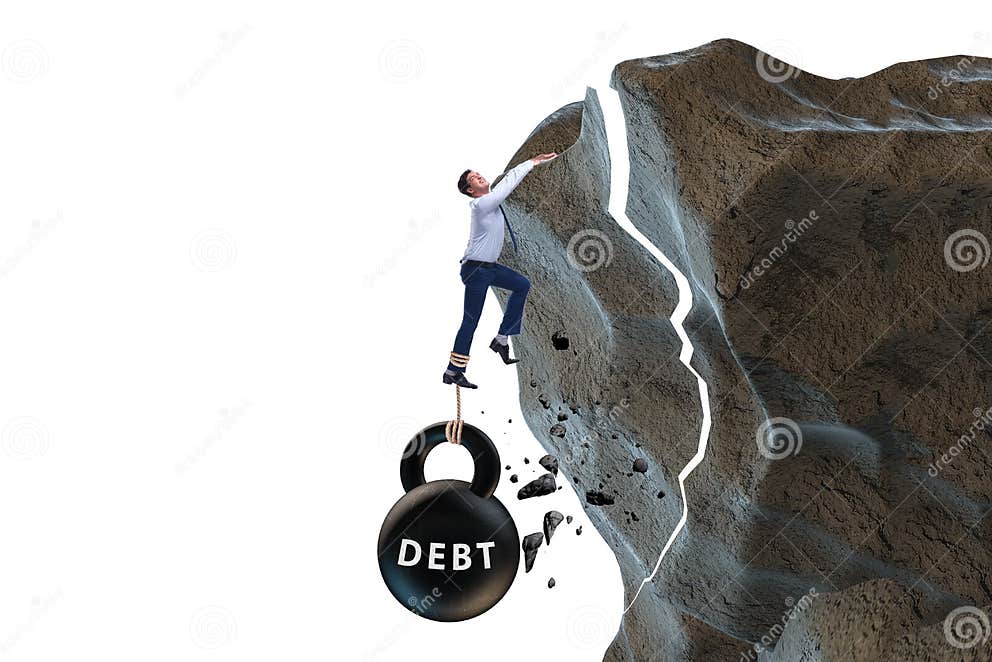 Concept of Debt and Load with Businessman Stock Photo - Image of edge ...