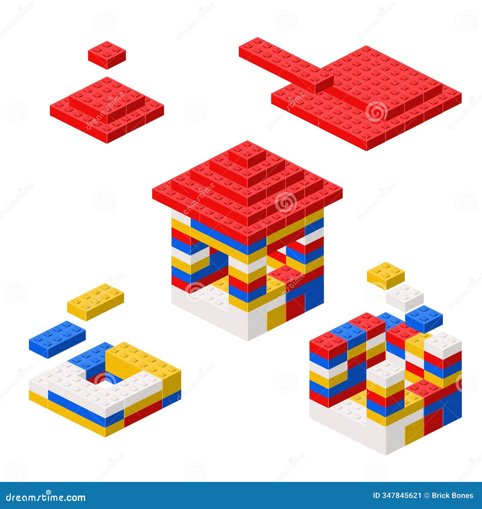 Concept with Deconstruction House from Plastic Blocks. Vector Stock ...