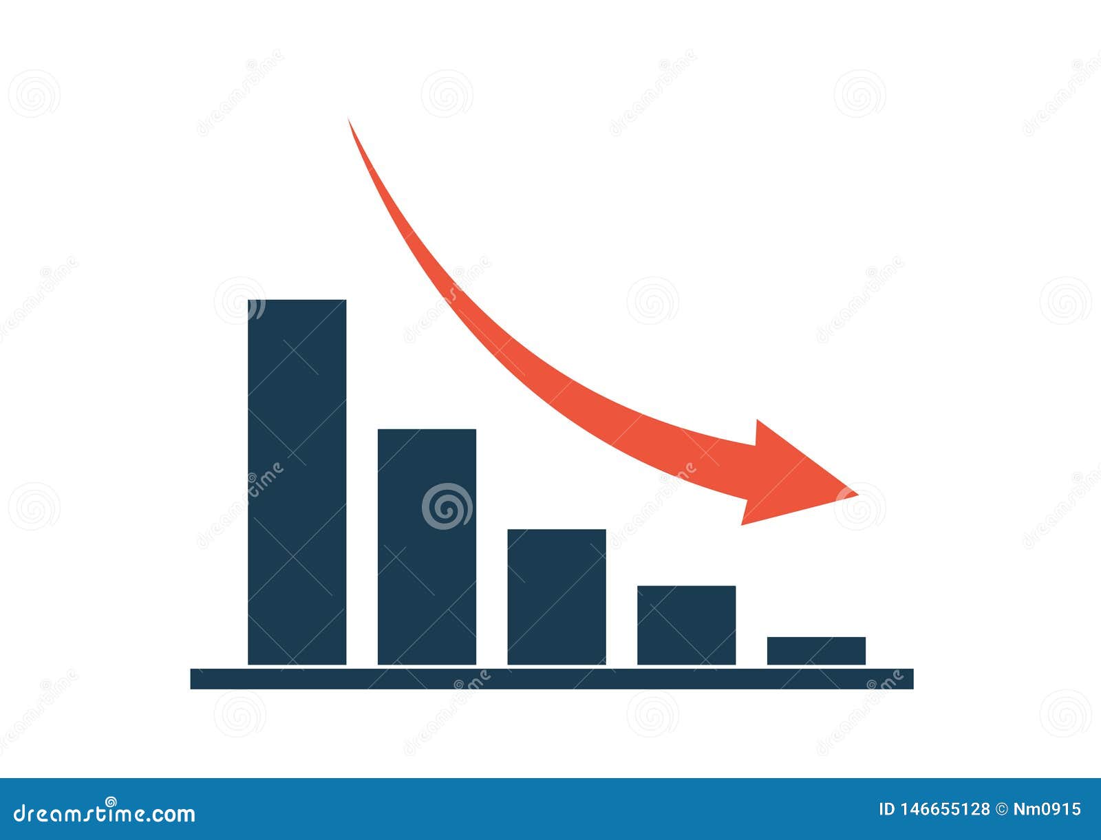 Concept Decrease Colum Chart With Fall Arrow Vector Illustration | CartoonDealer.com #146655128