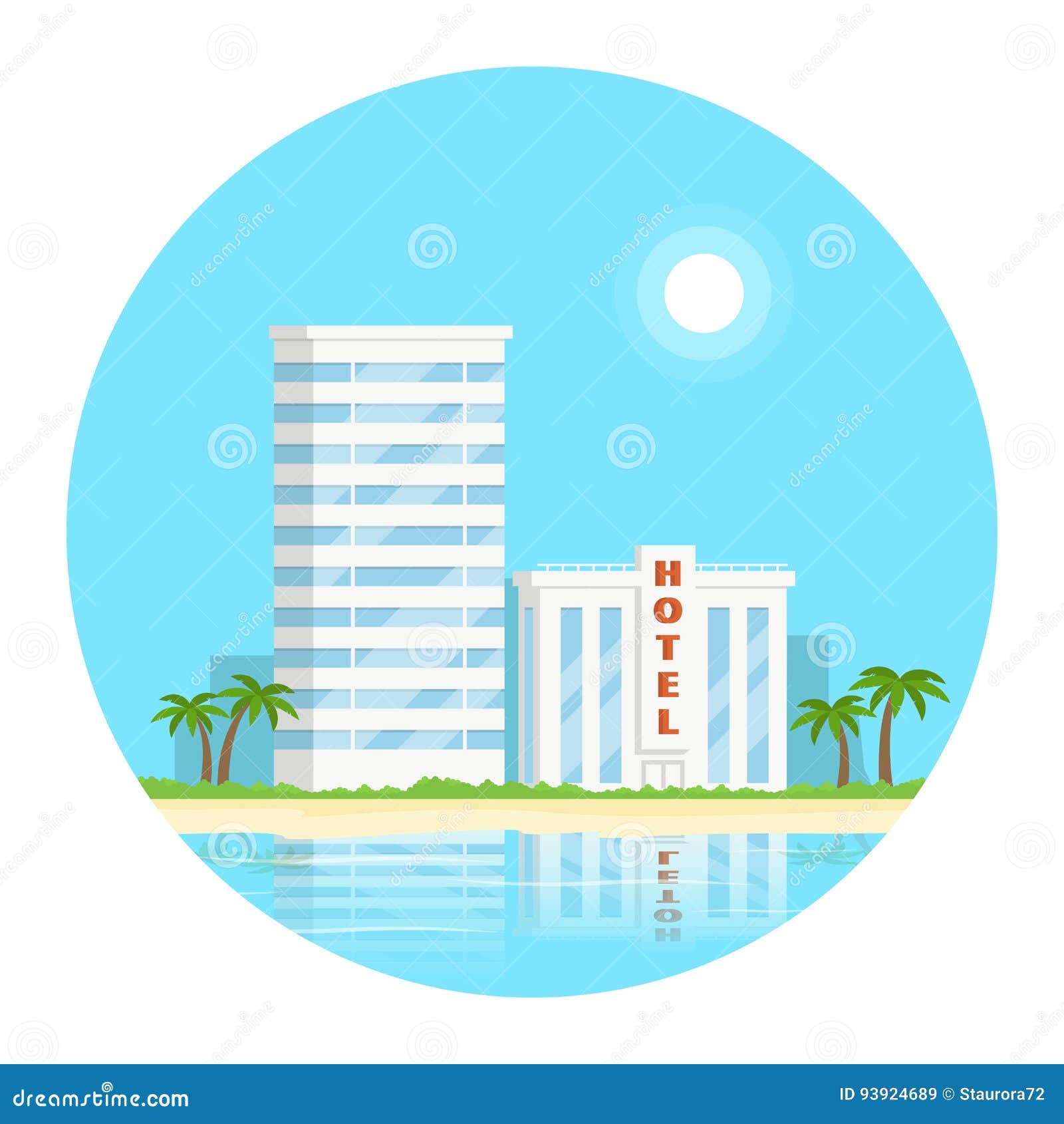 Concept Design Circle Composition with Hotel on the Beach. Beach ...