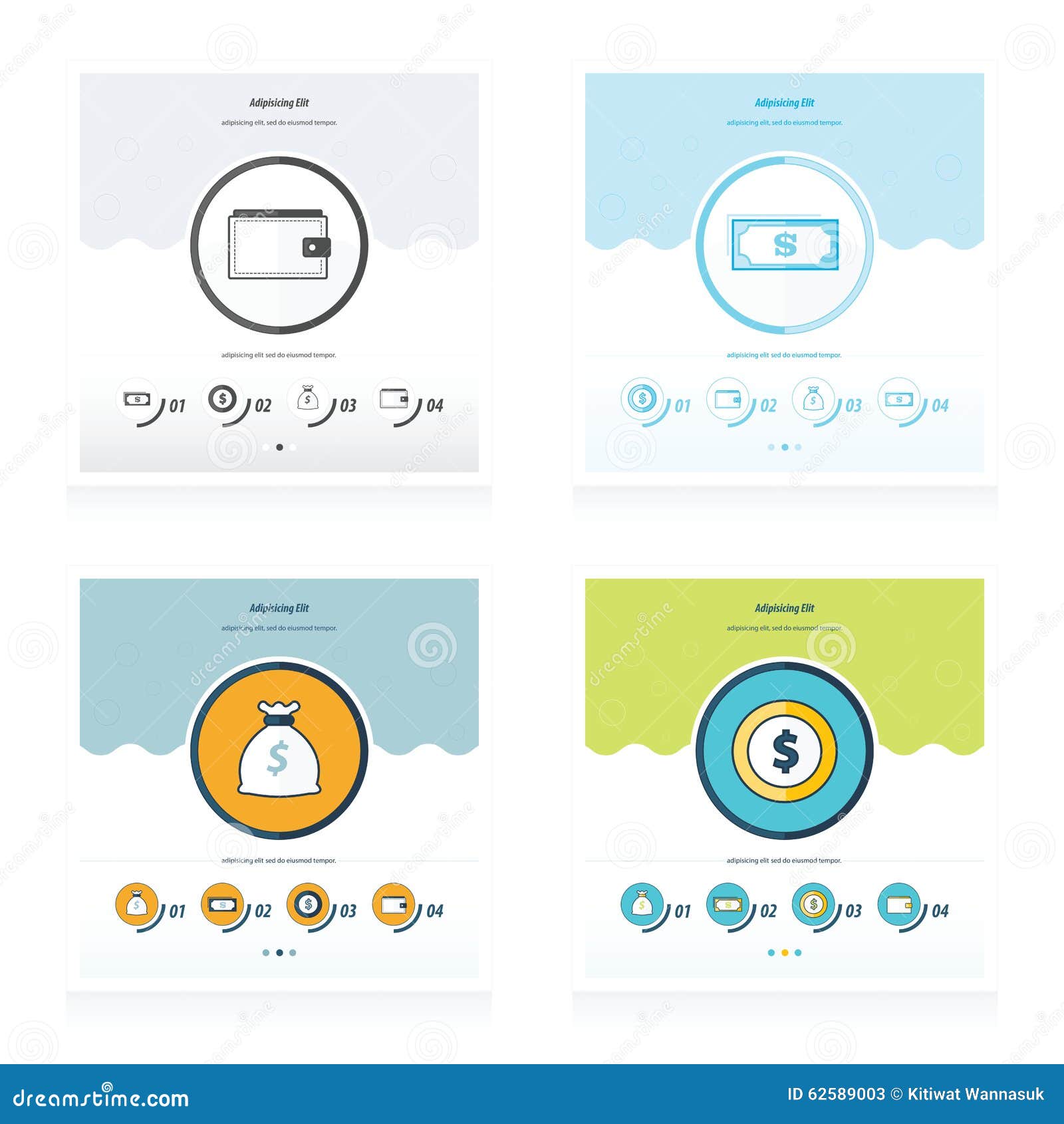 Concept design 4 item set stock vector. Illustration of info - 62589003