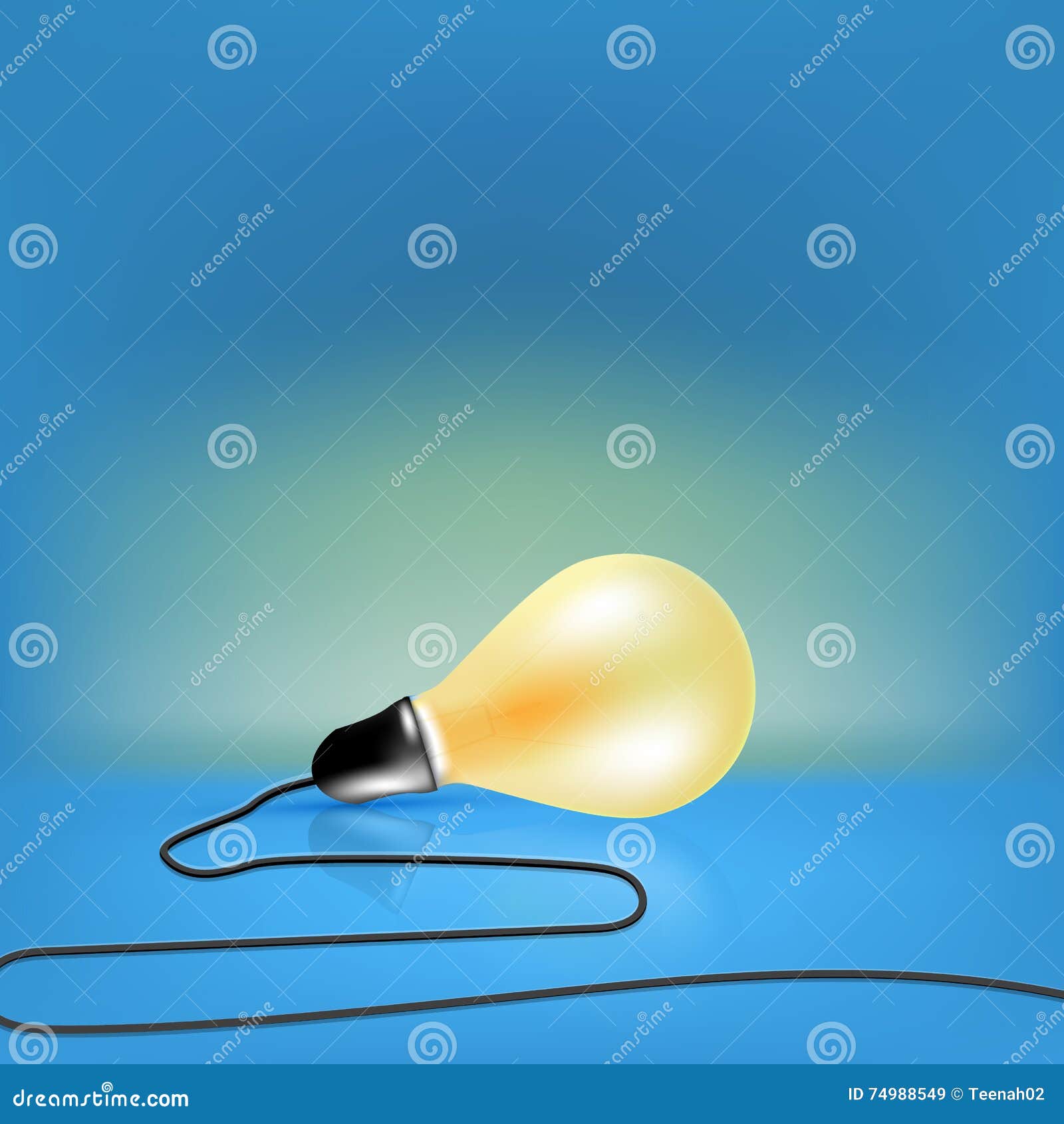Concept Design Single Light Bulb with Cord Stock Vector - Illustration ...