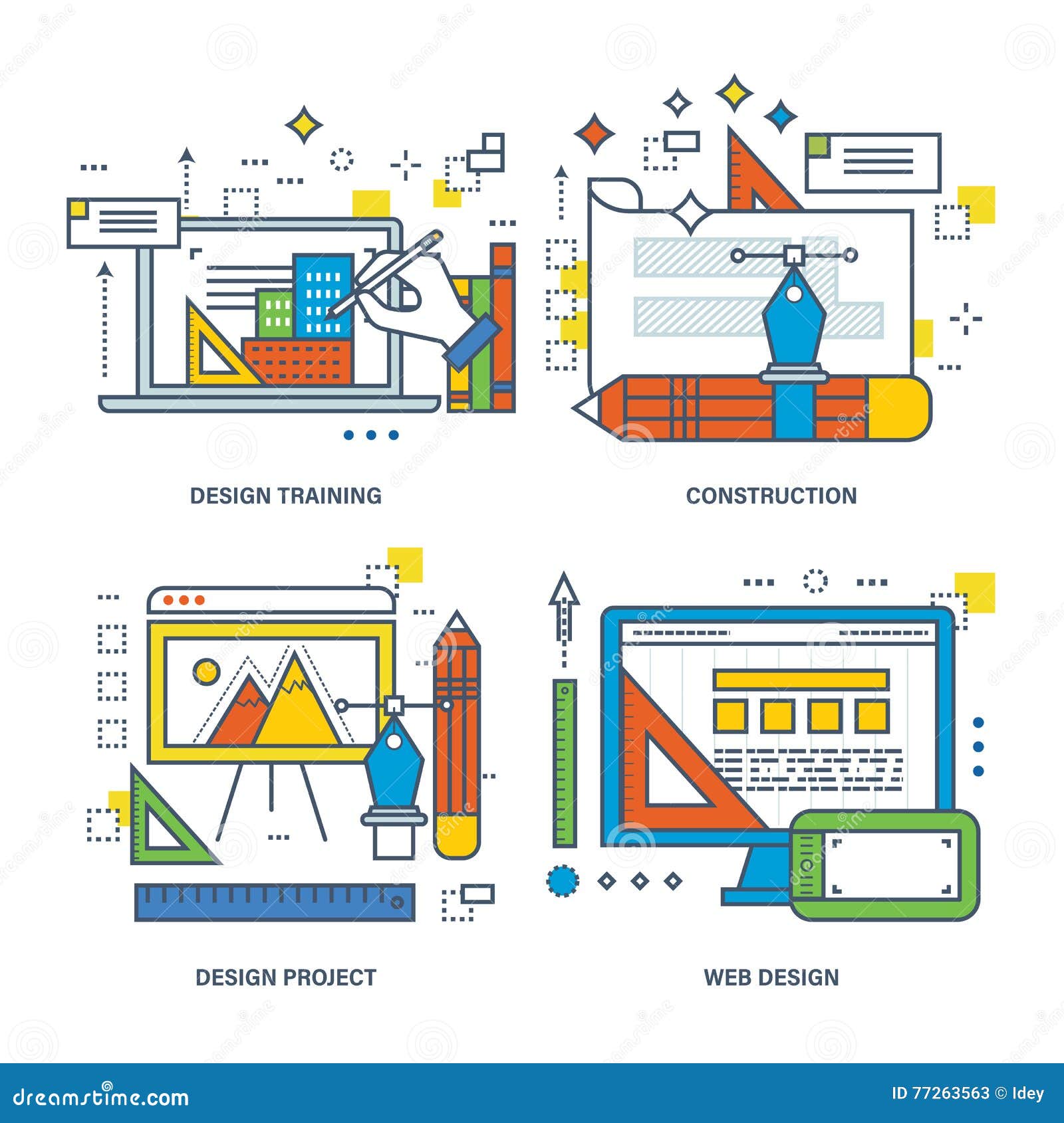Concept of Design Training, Construction, Project, Web Stock Vector ...