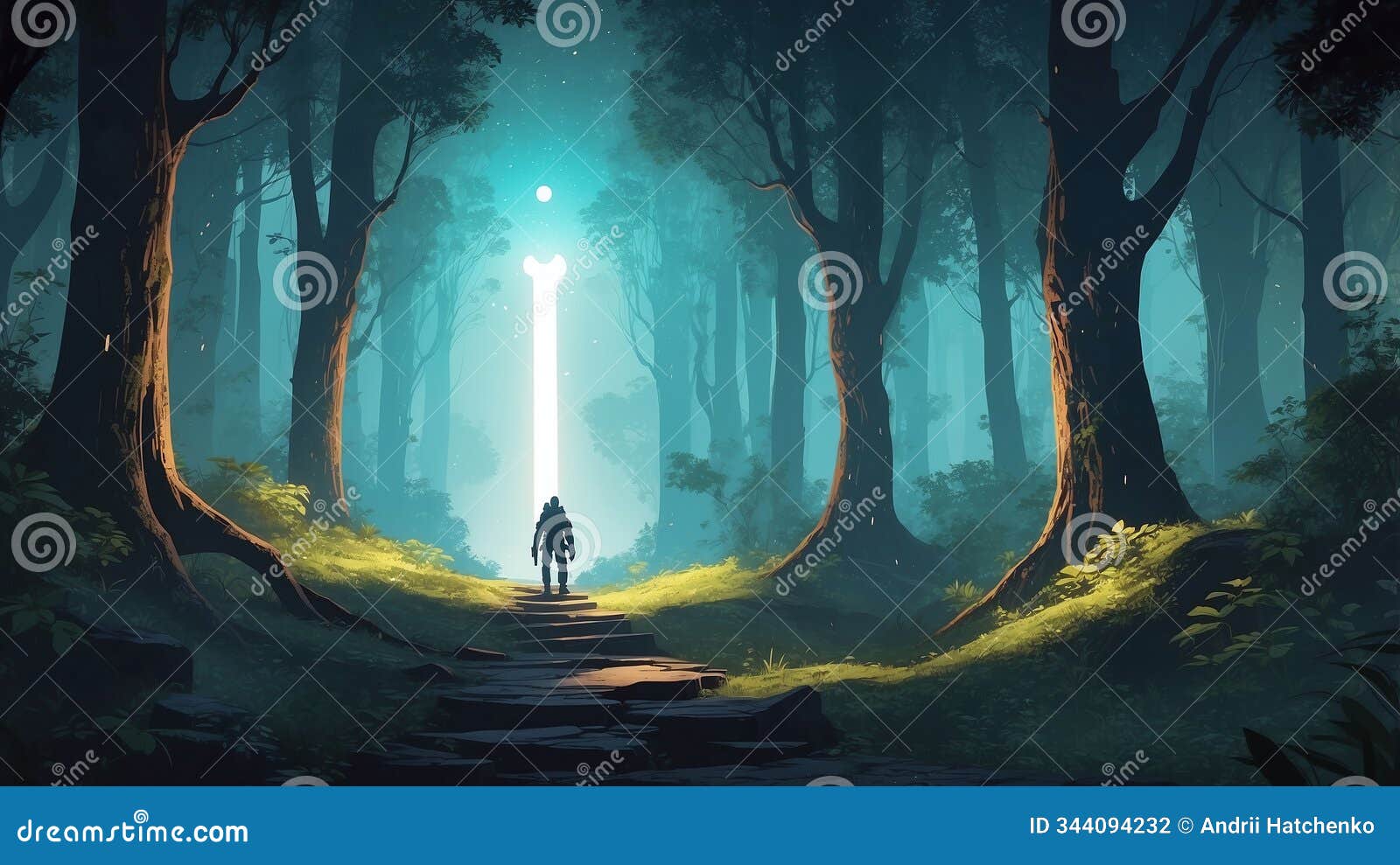 Concept of Destiny Visualized As a Path of Light Leading through a Dark ...