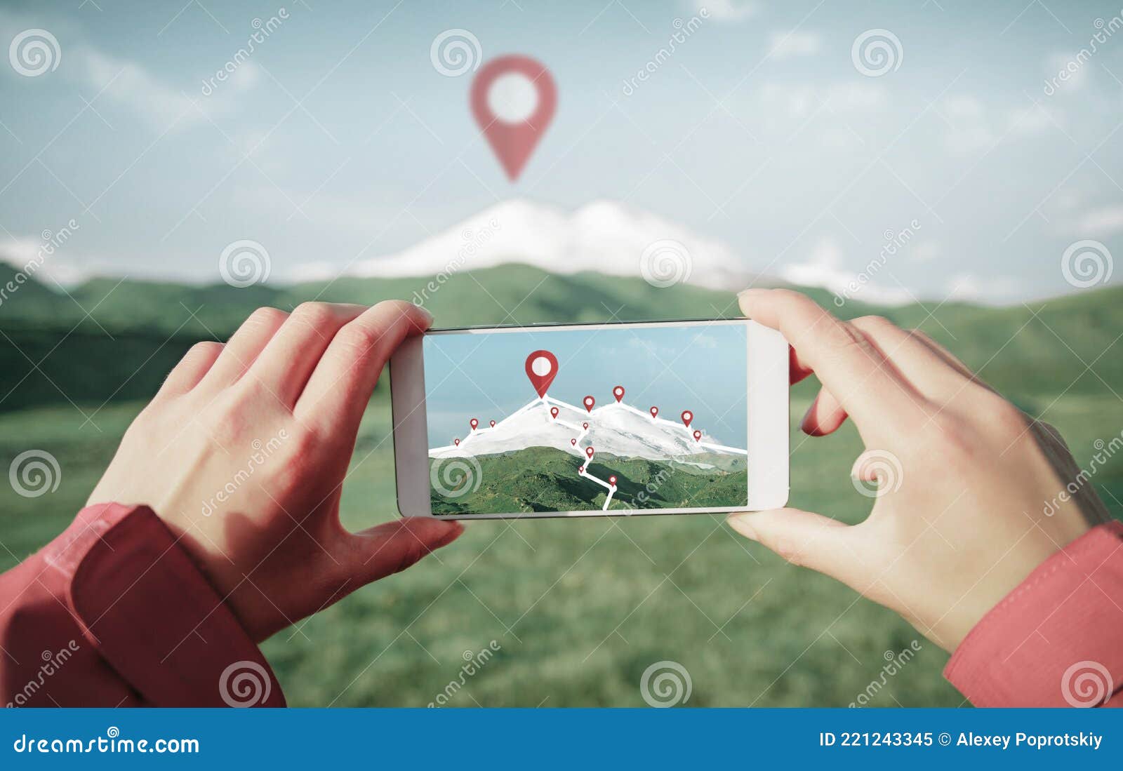 The Concept of Determining the Geolocation for Route Selection. Stock ...