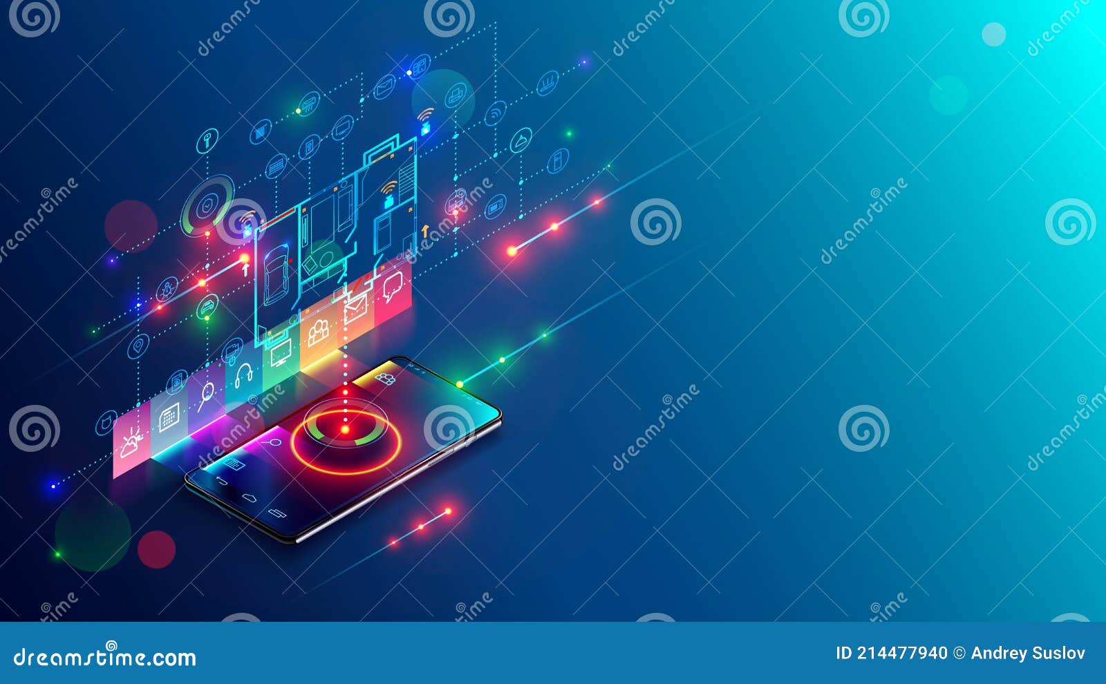 Concept Development Smart Home System. Mobile App Showing Plan Building ...