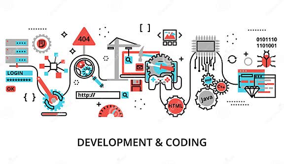 Concept of Development Software and Coding Process Stock Vector ...