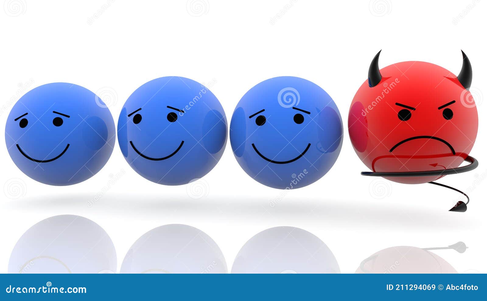 Concept of Devil and Happy Characters Stock Illustration - Illustration ...