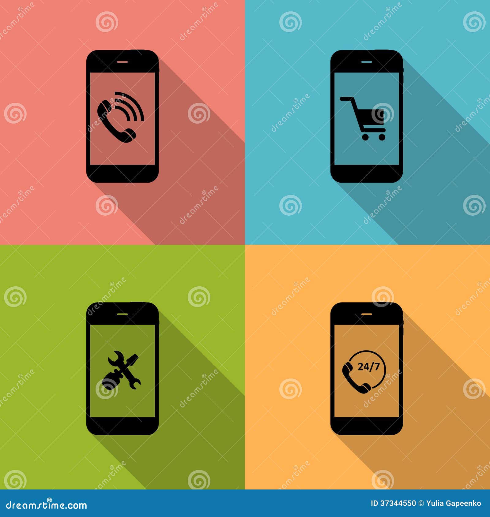 Concept on Different Mobile Phote Icons. Vector Stock Vector ...