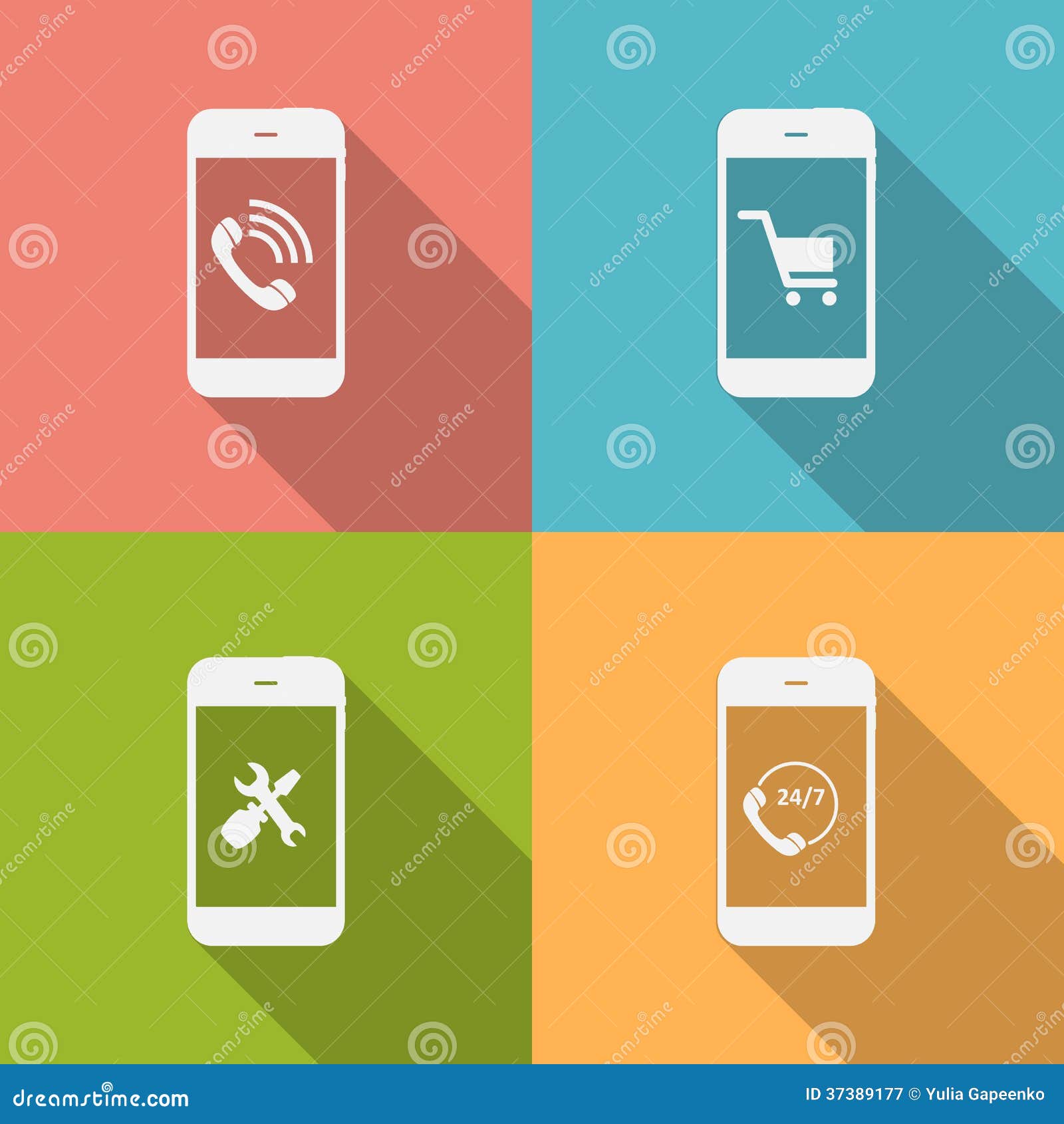 Concept on Different Mobile Phote Icons. Vector Stock Vector ...
