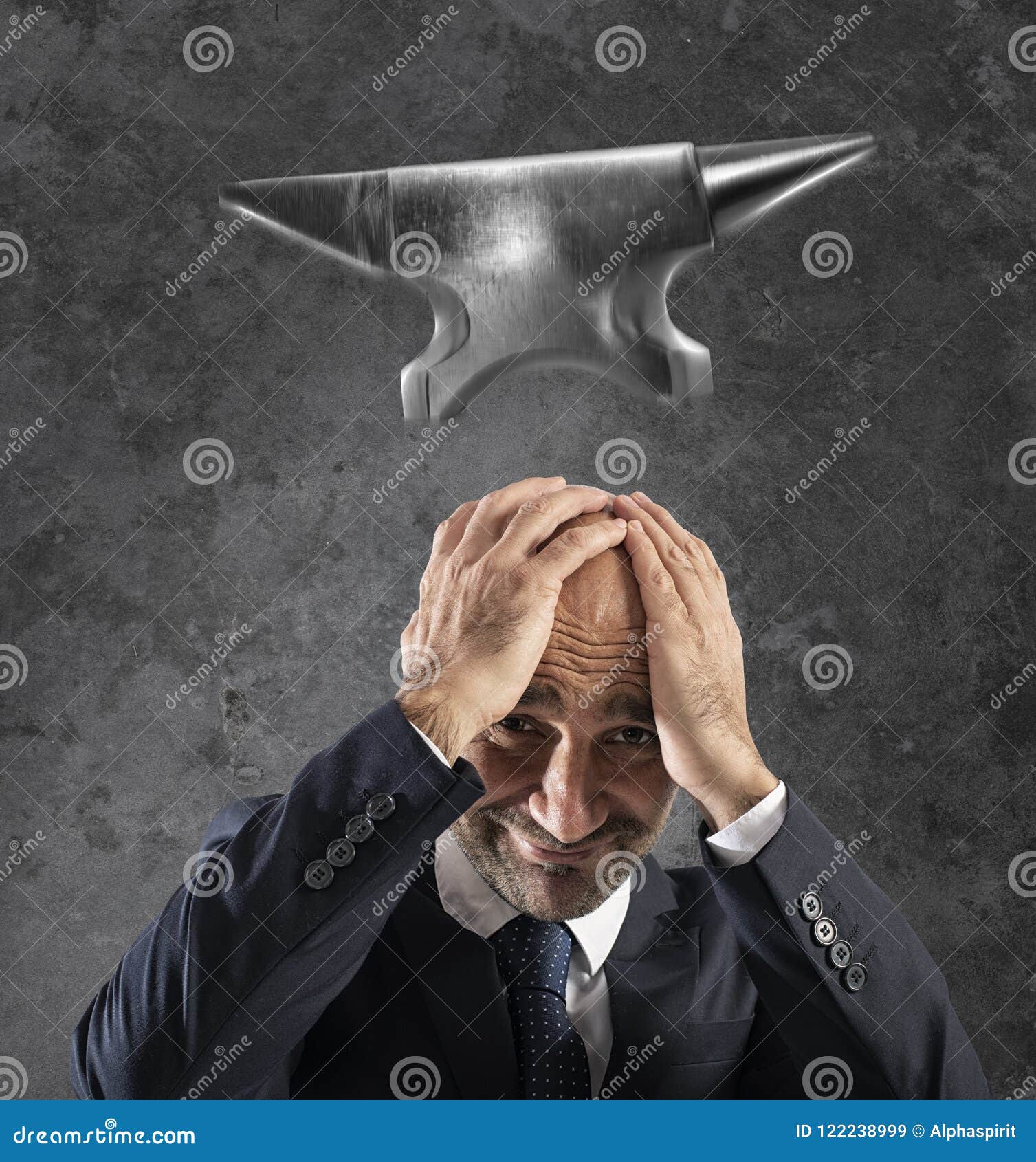 Difficult Career in Business with Falling Anvil Stock Image - Image of ...