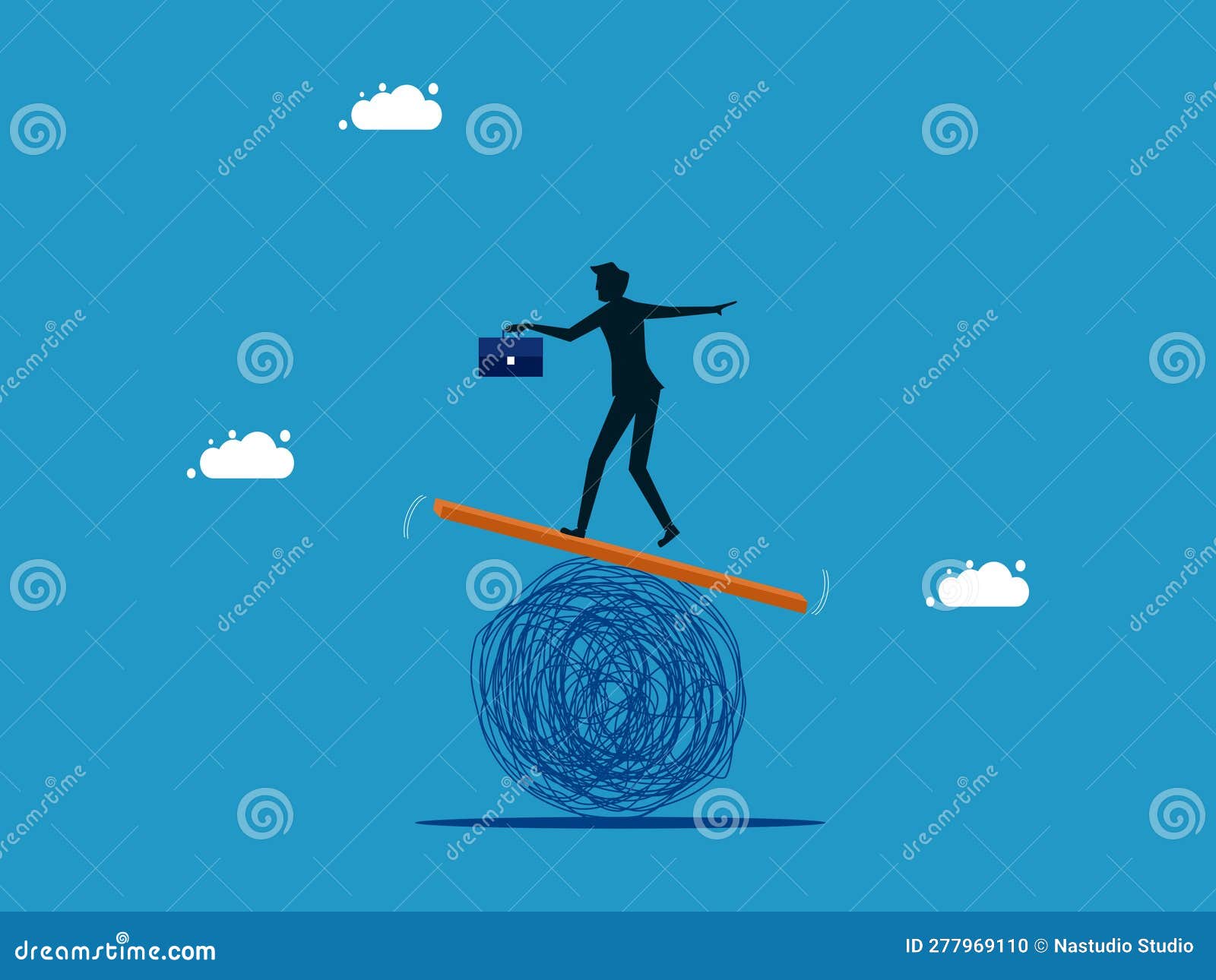 Concept of Difficult or Chaotic Work. Man Balances Chaos Stock Vector ...