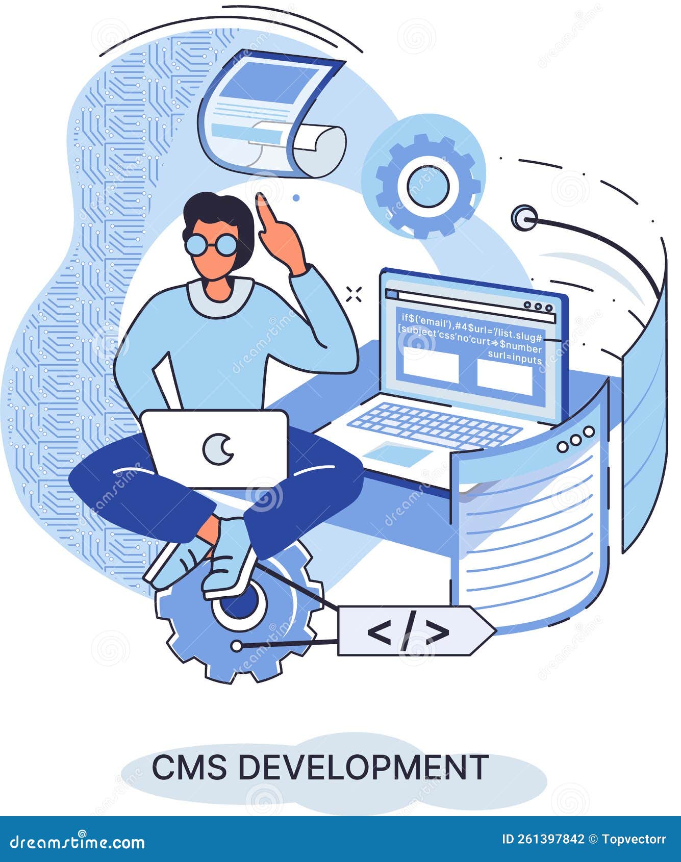 Concept of Digital Content Management System, CMS Software, Program ...