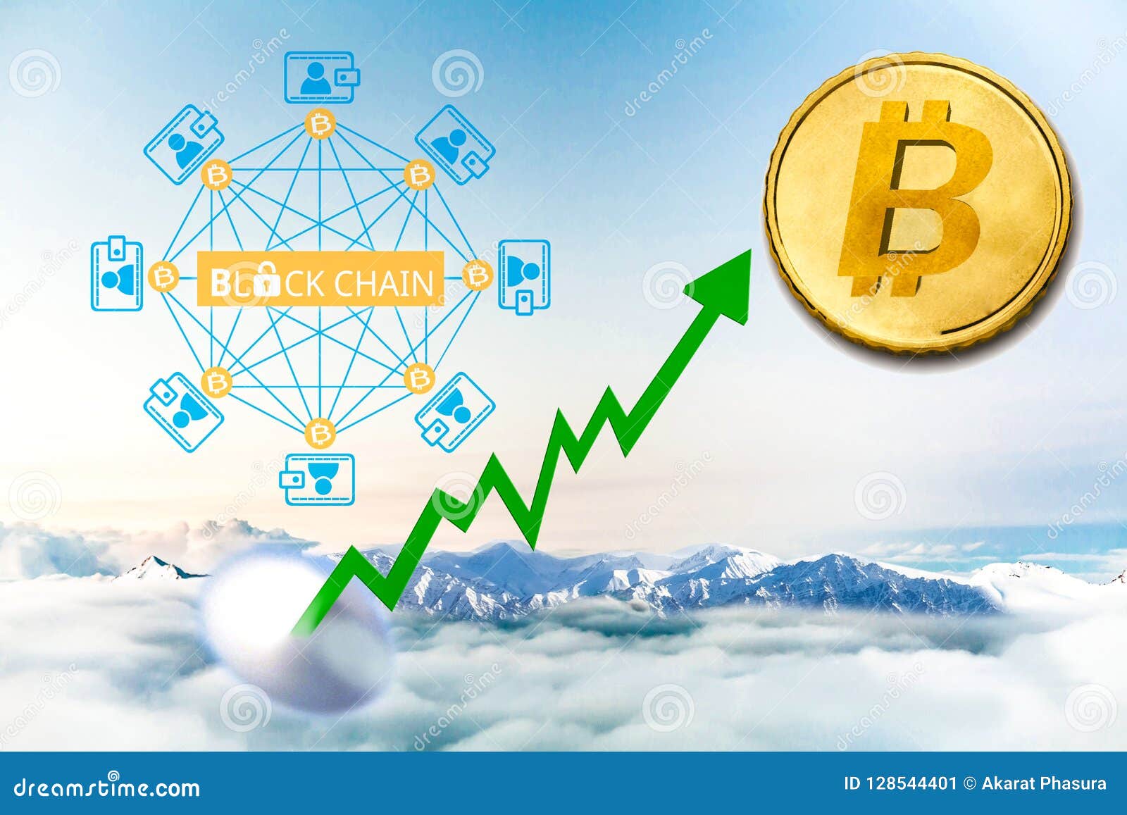 Concept of Digital Currency. Bitcoin Sign Bubble, Inflation Stock Image ...