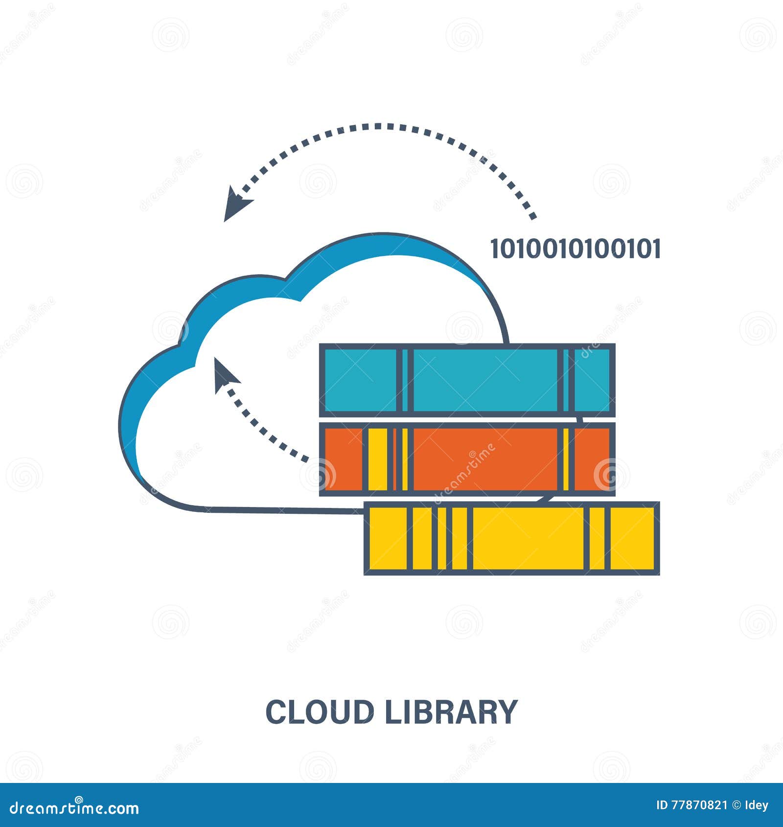 Concept of Digital Library in the Cloud. Stock Vector - Illustration of ...