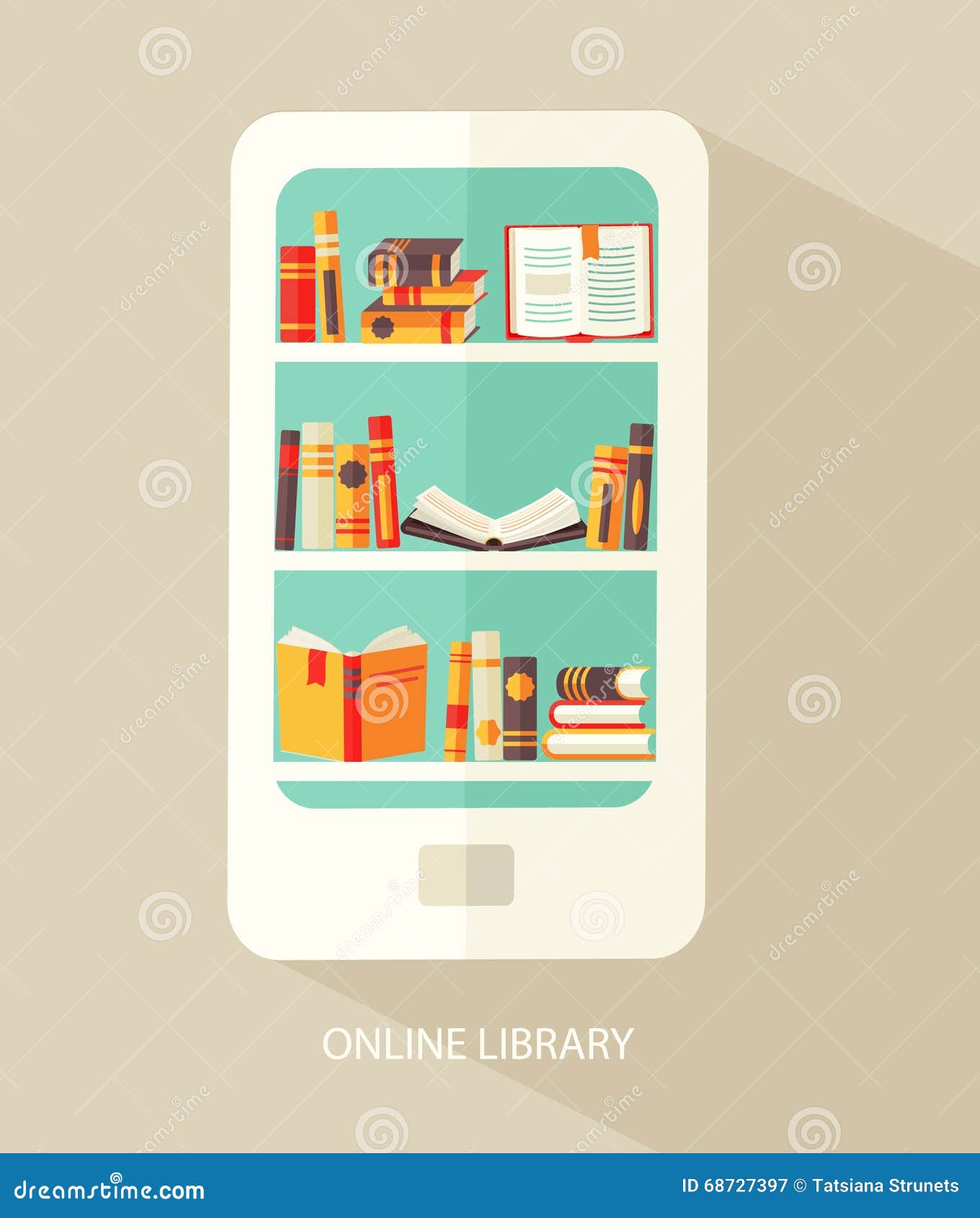 Concept for Digital Library. Stock Vector - Illustration of literature ...