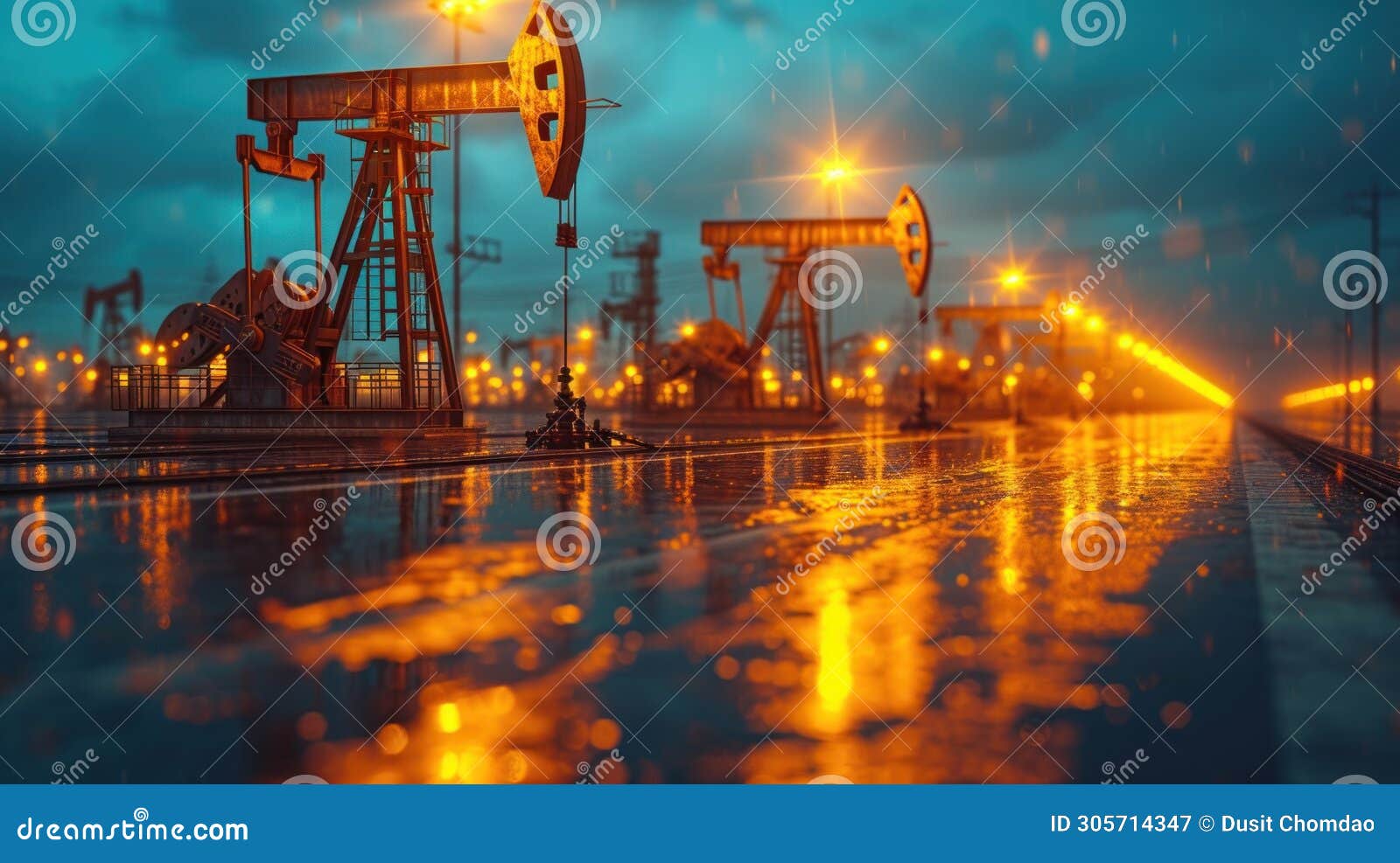 Concept of Digital Screen with Financial Chart Graphs and Oil Pumps on ...